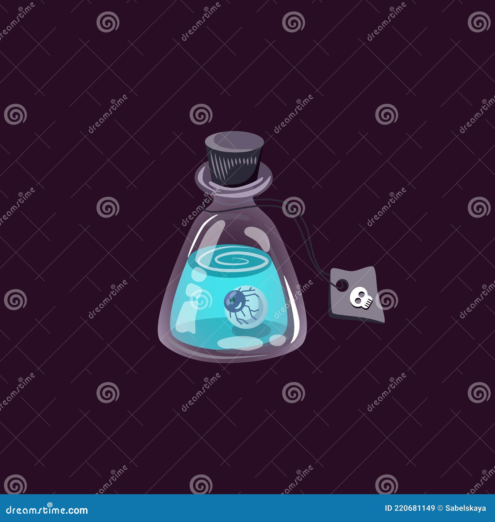 Bottle of Dangerous Potion with Warning Label, Vector Illustration ...