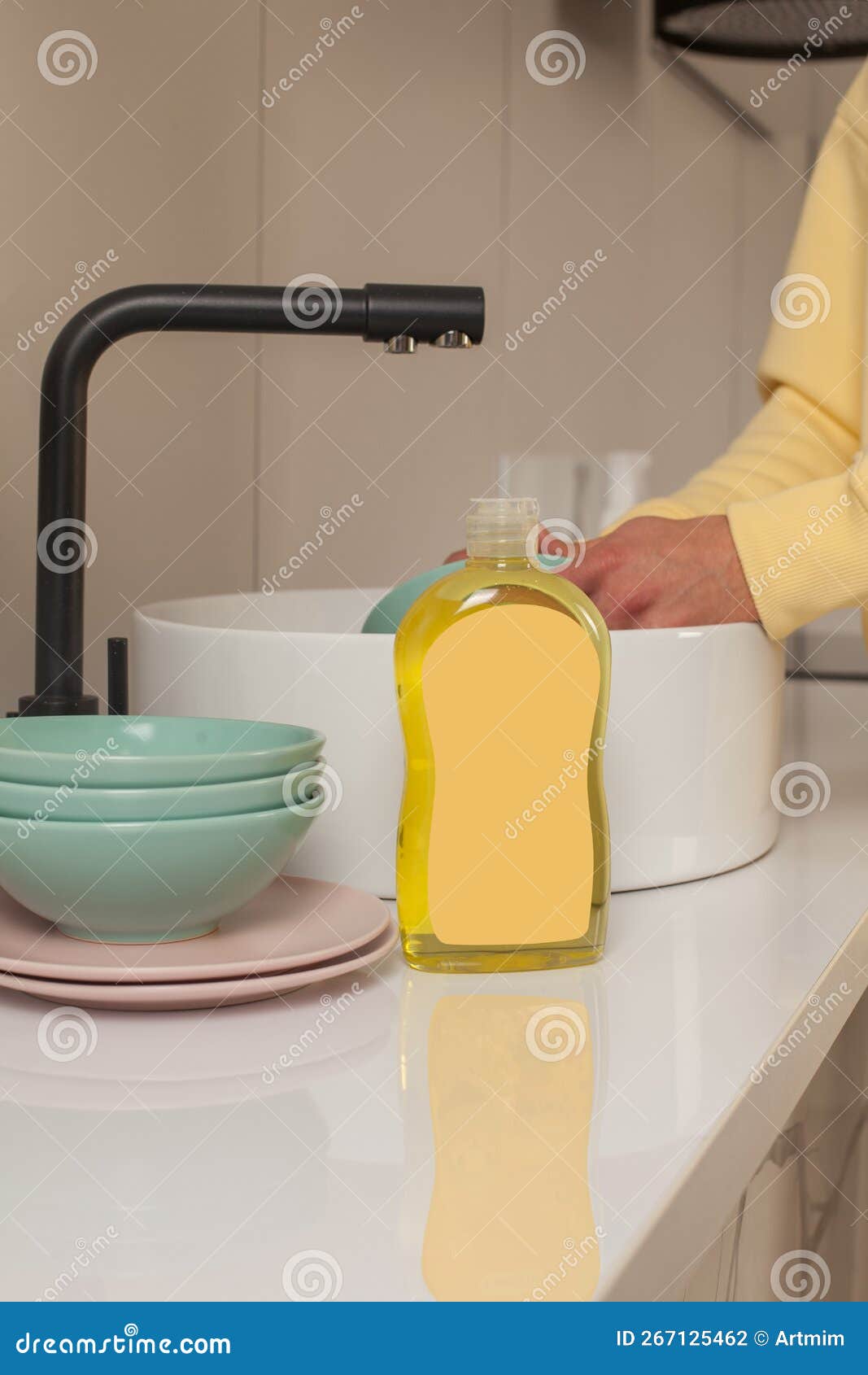 Bottle of Dishwashing Liquid with Blank Label Stock Photo - Image of ...