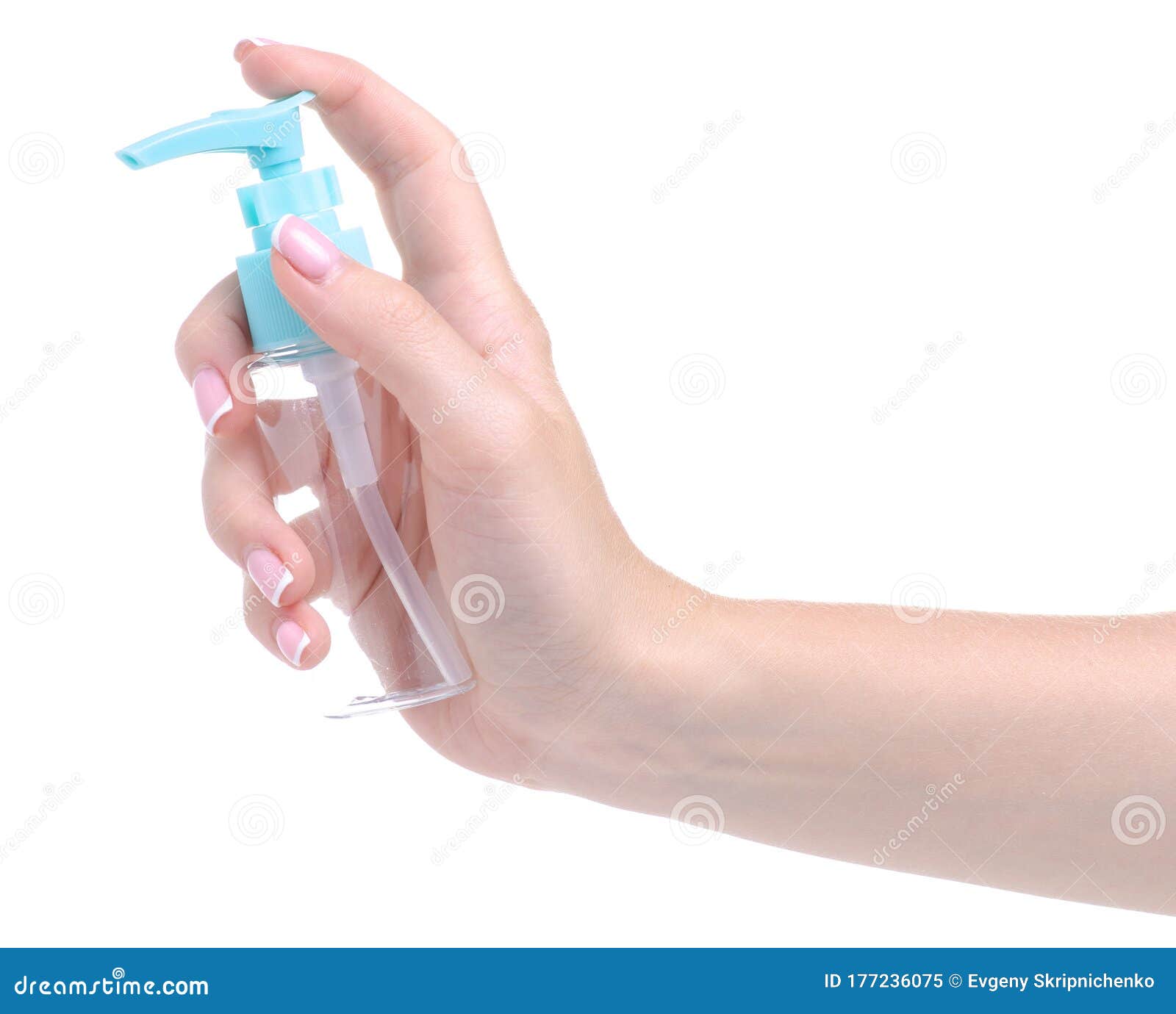 Bottle with Dispenser Empty in Hand Stock Image - Image of lotion, care ...