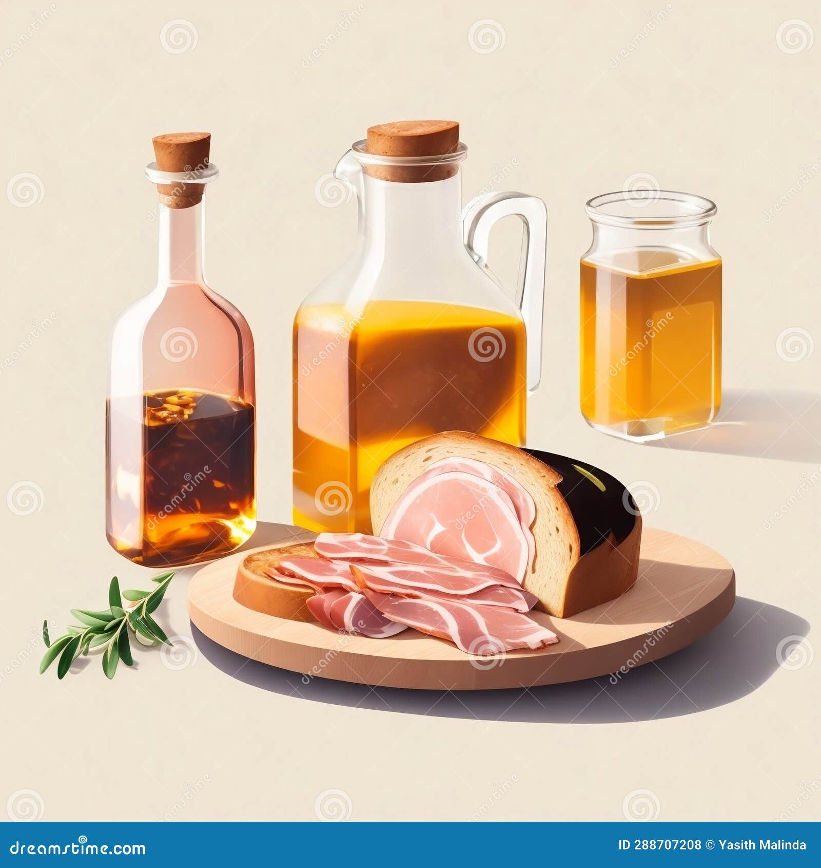 Bottle with Drinks and Meat Stock Photo - Image of dessert, ceramic ...