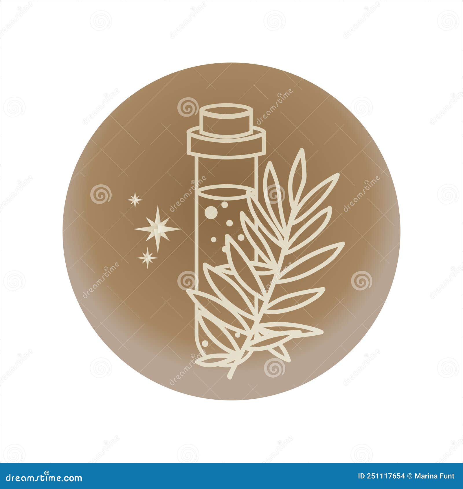 Bottle with Elixir or Highlights Potion for Social Media. Line Drawing ...