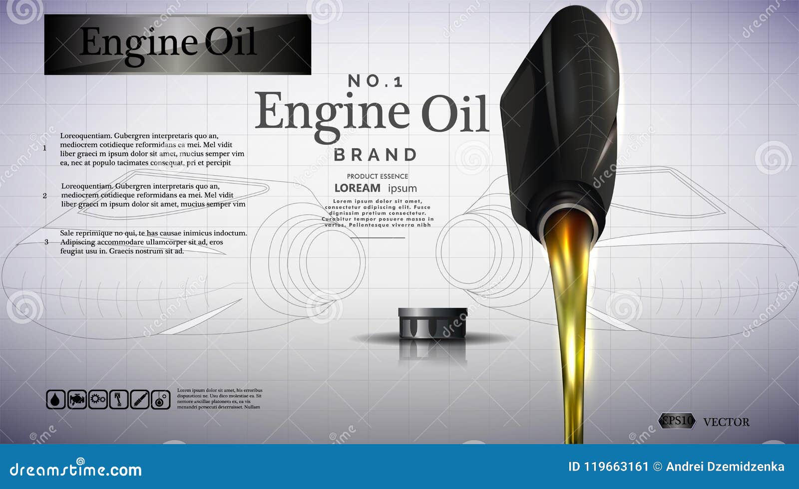 Bottle of Engine Oil. Oil Flows Stock Vector - Illustration of ...