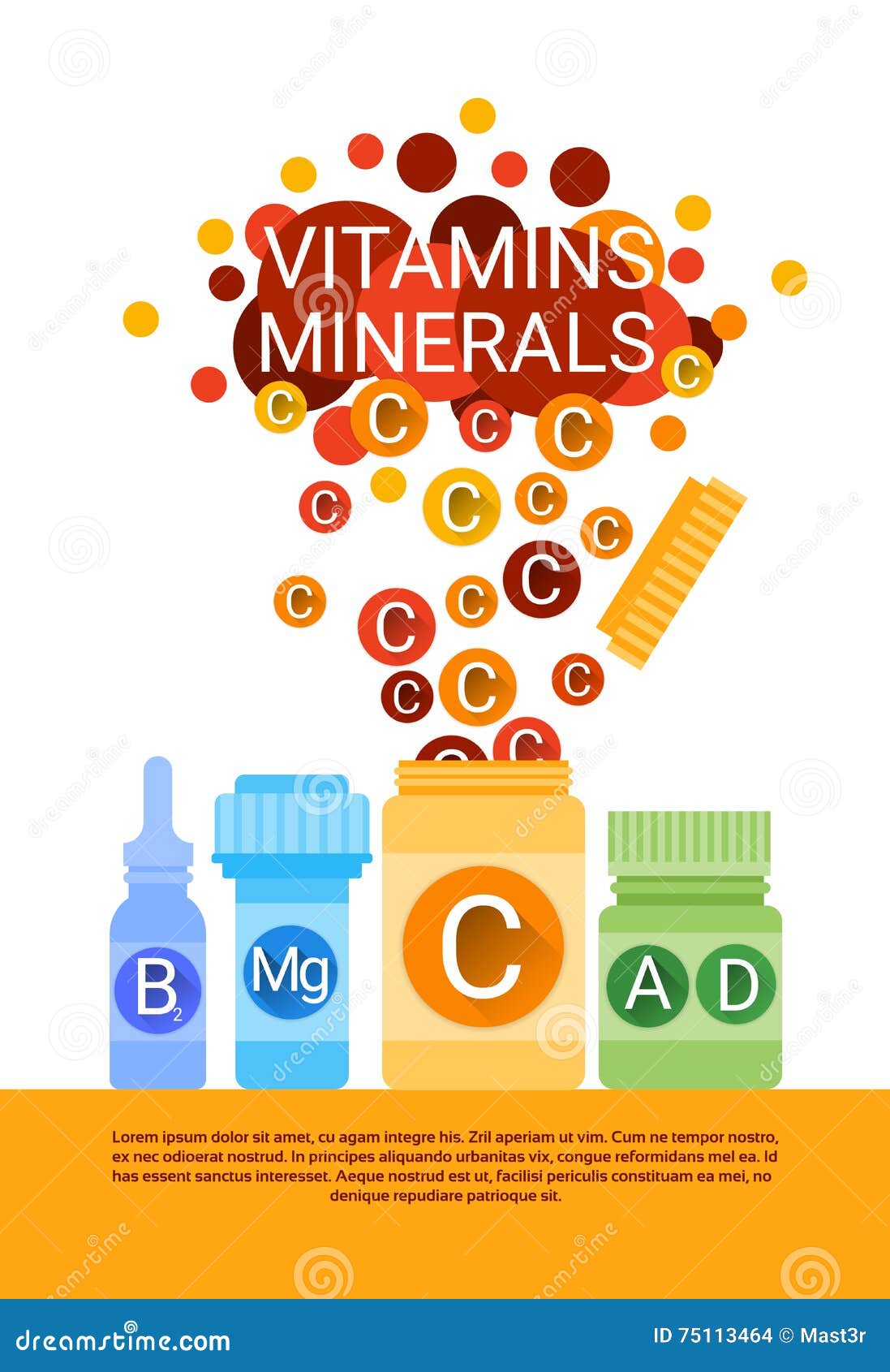 Bottle of Essential Chemical Elements Nutrient Minerals Vitamins Stock ...