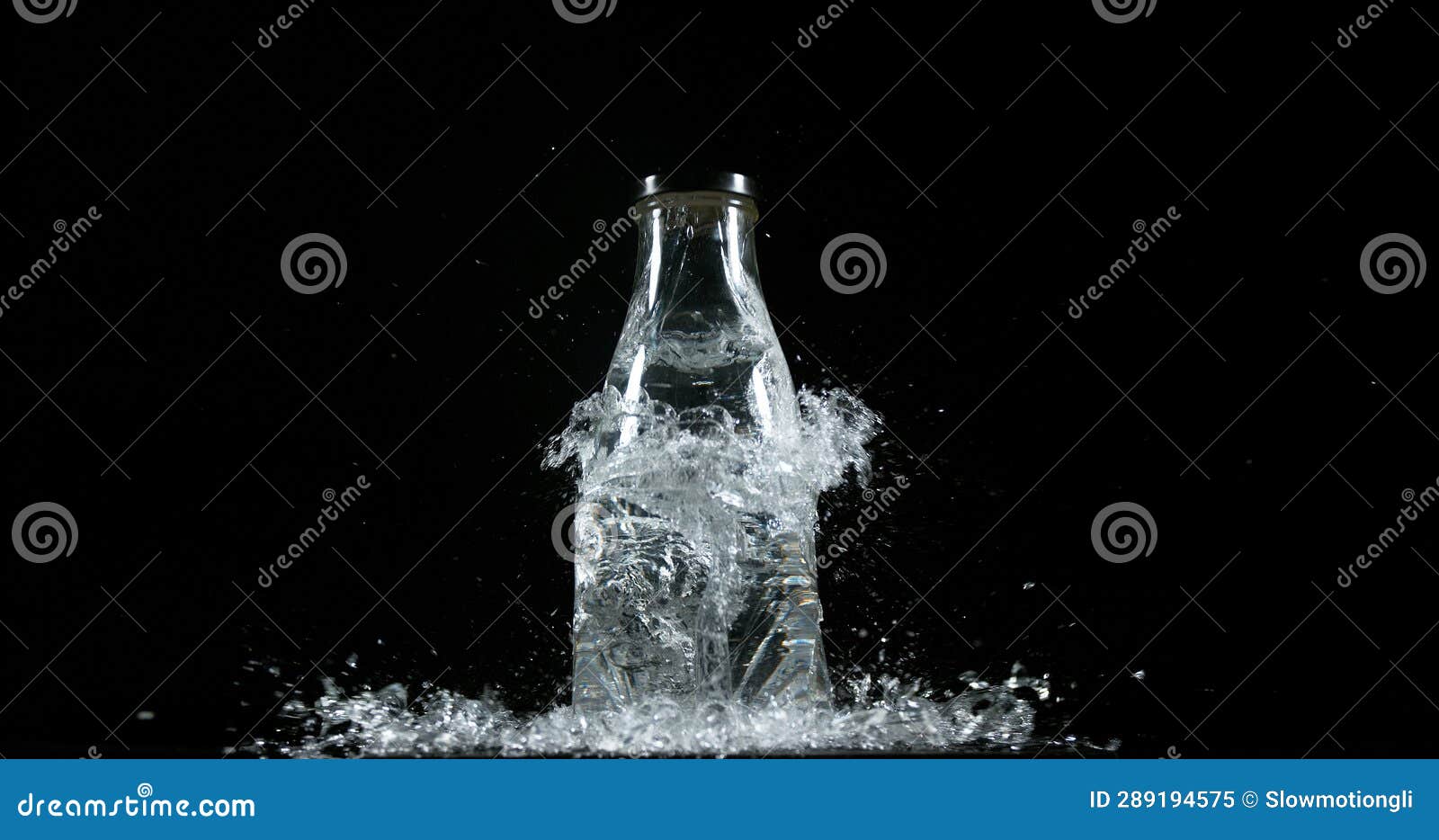 Bottle Falling and Exploding on Black Background Stock Image - Image of ...