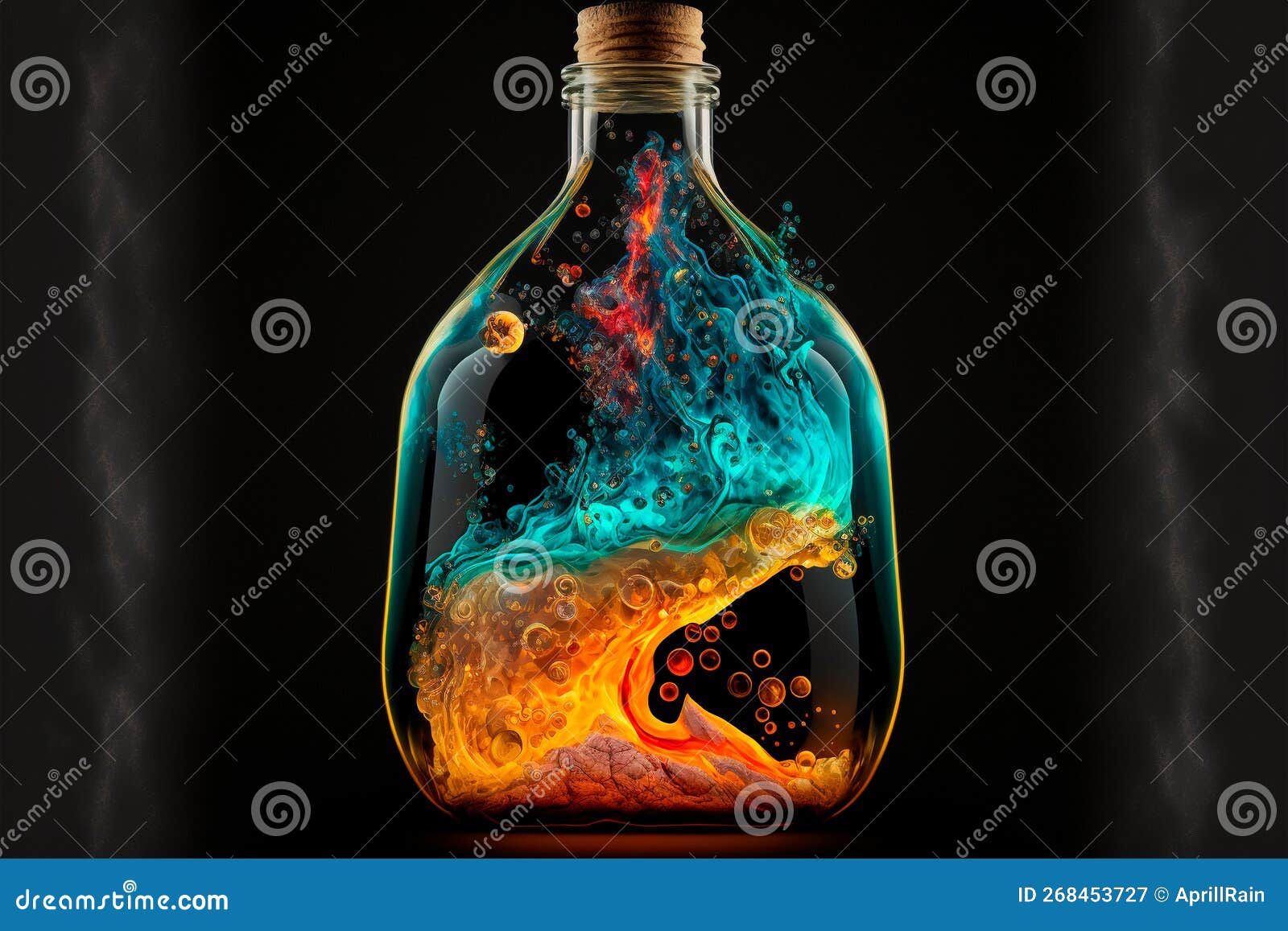 A Bottle Filled with Colorful Liquid Fire Stock Image - Image of drink ...