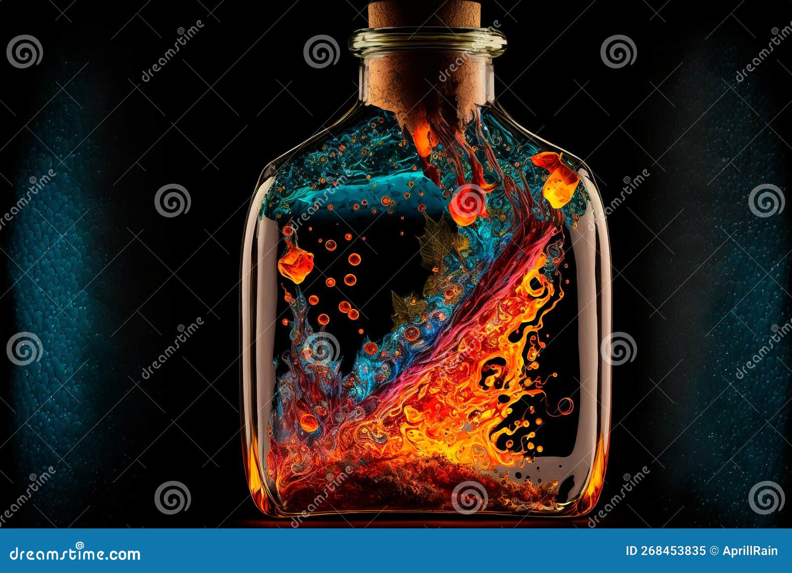 A Bottle Filled with Colorful Liquid Fire Stock Image - Image of colour ...