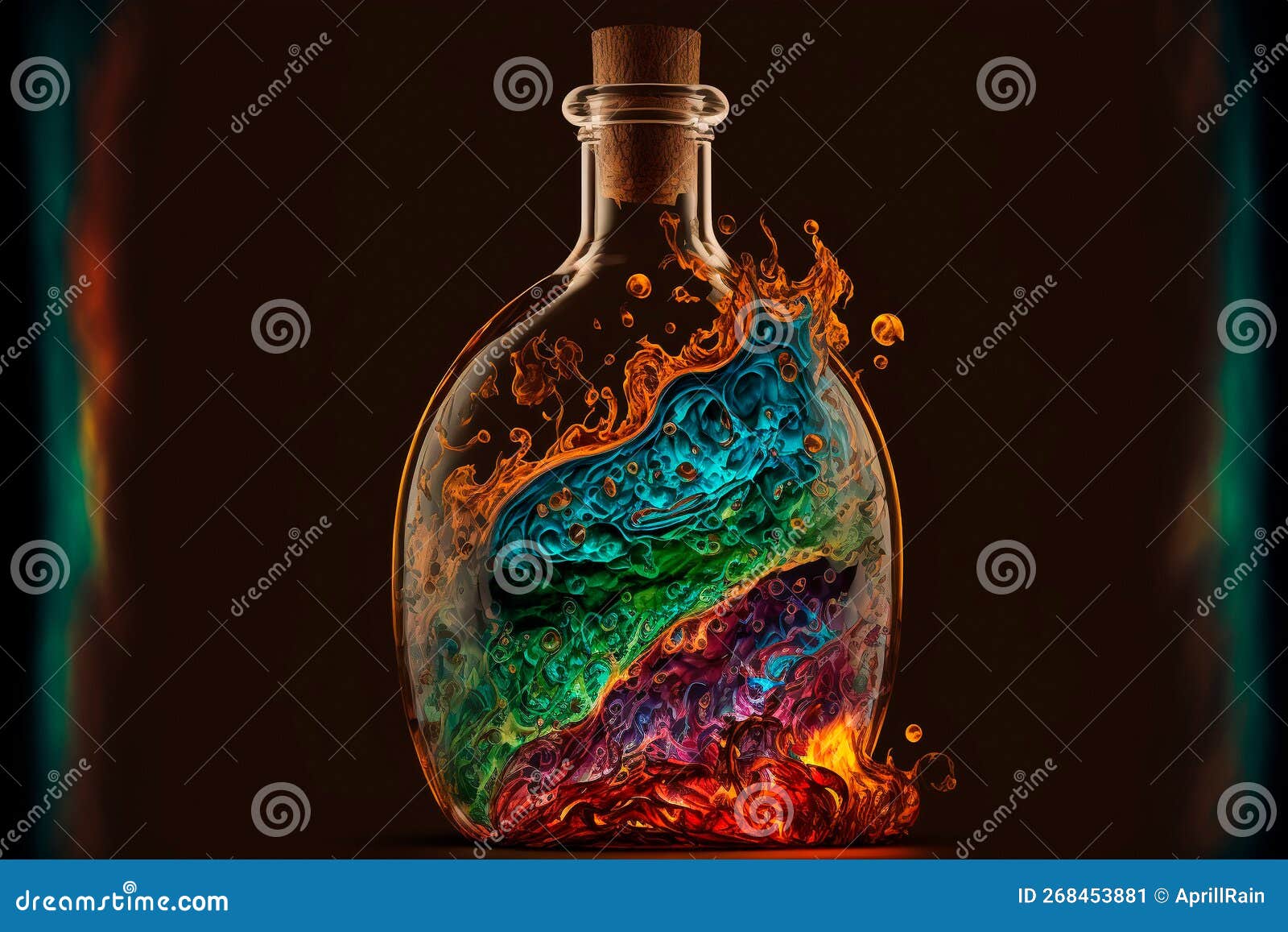A Bottle Filled with Colorful Liquid Fire Stock Image - Image of ...