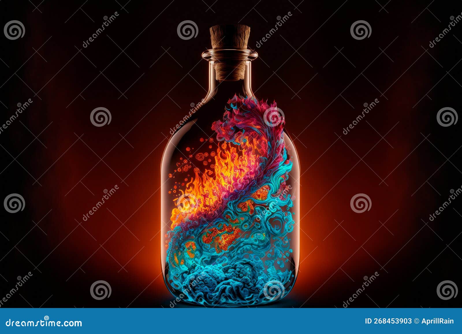 A Bottle Filled with Colorful Liquid Fire Stock Image - Image of closed ...