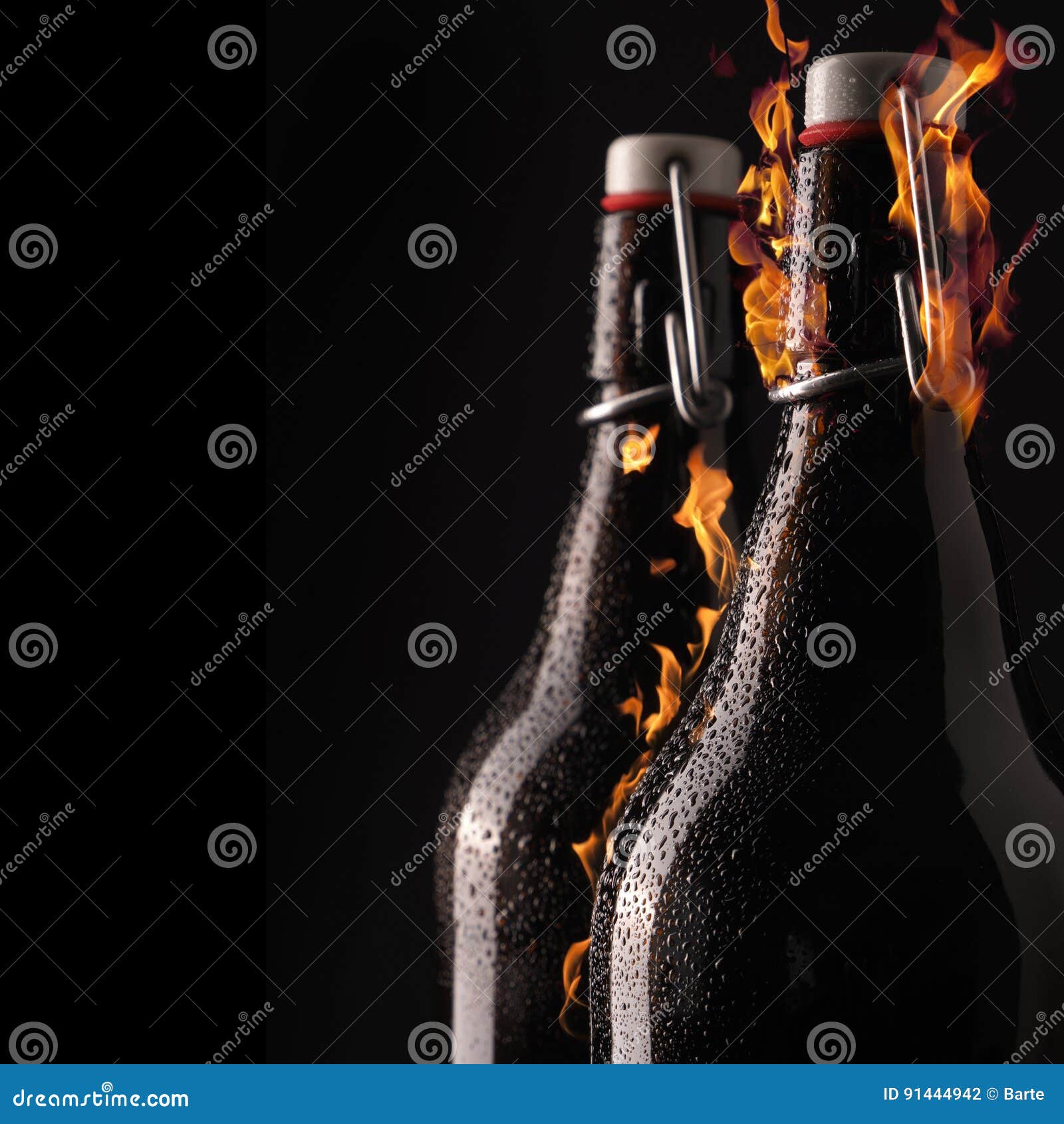 Bottle with flames stock photo. Image of party, space - 91444942