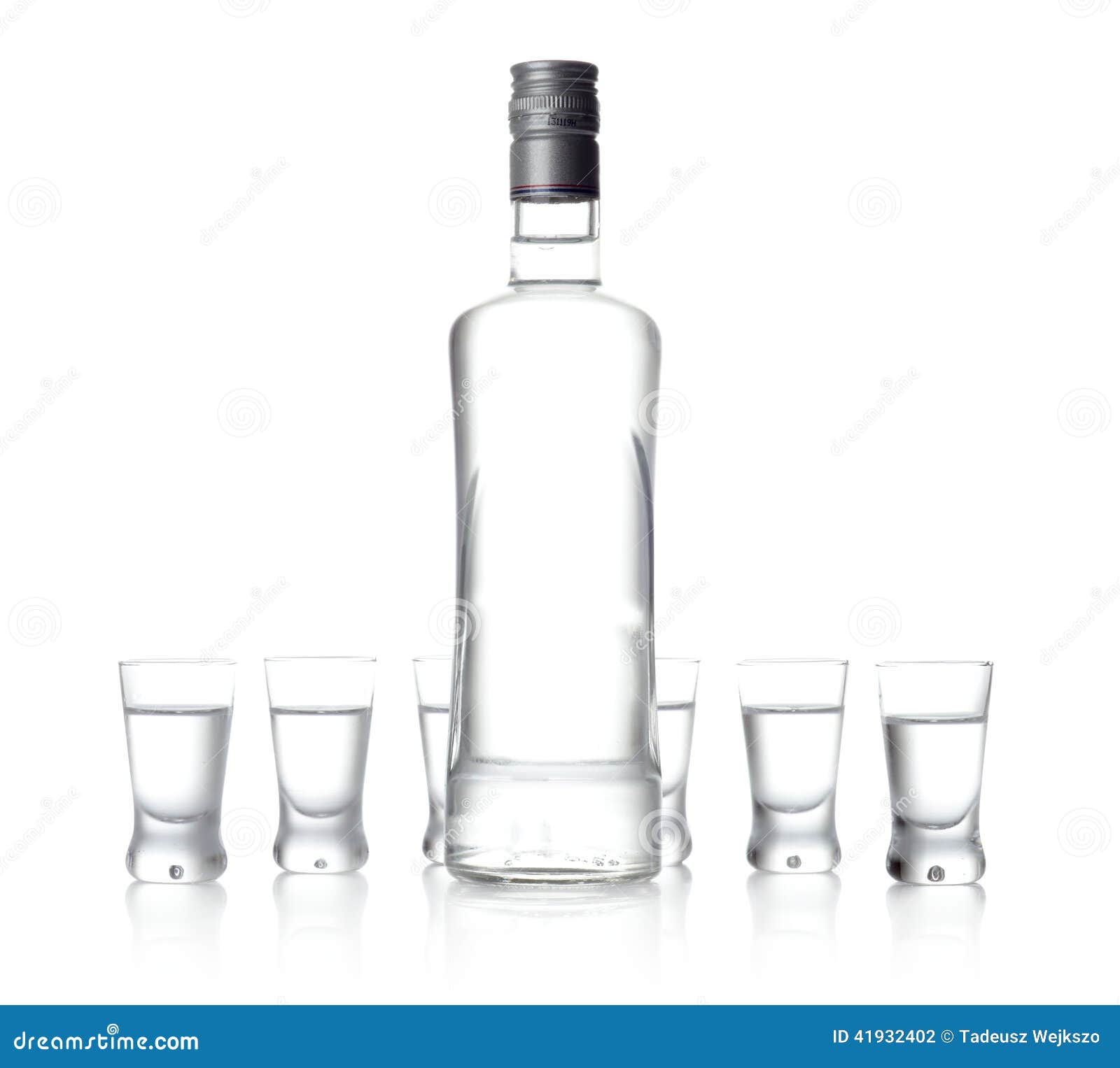 Bottle and Glasses of Vodka Standing Isolated on White Background Stock ...