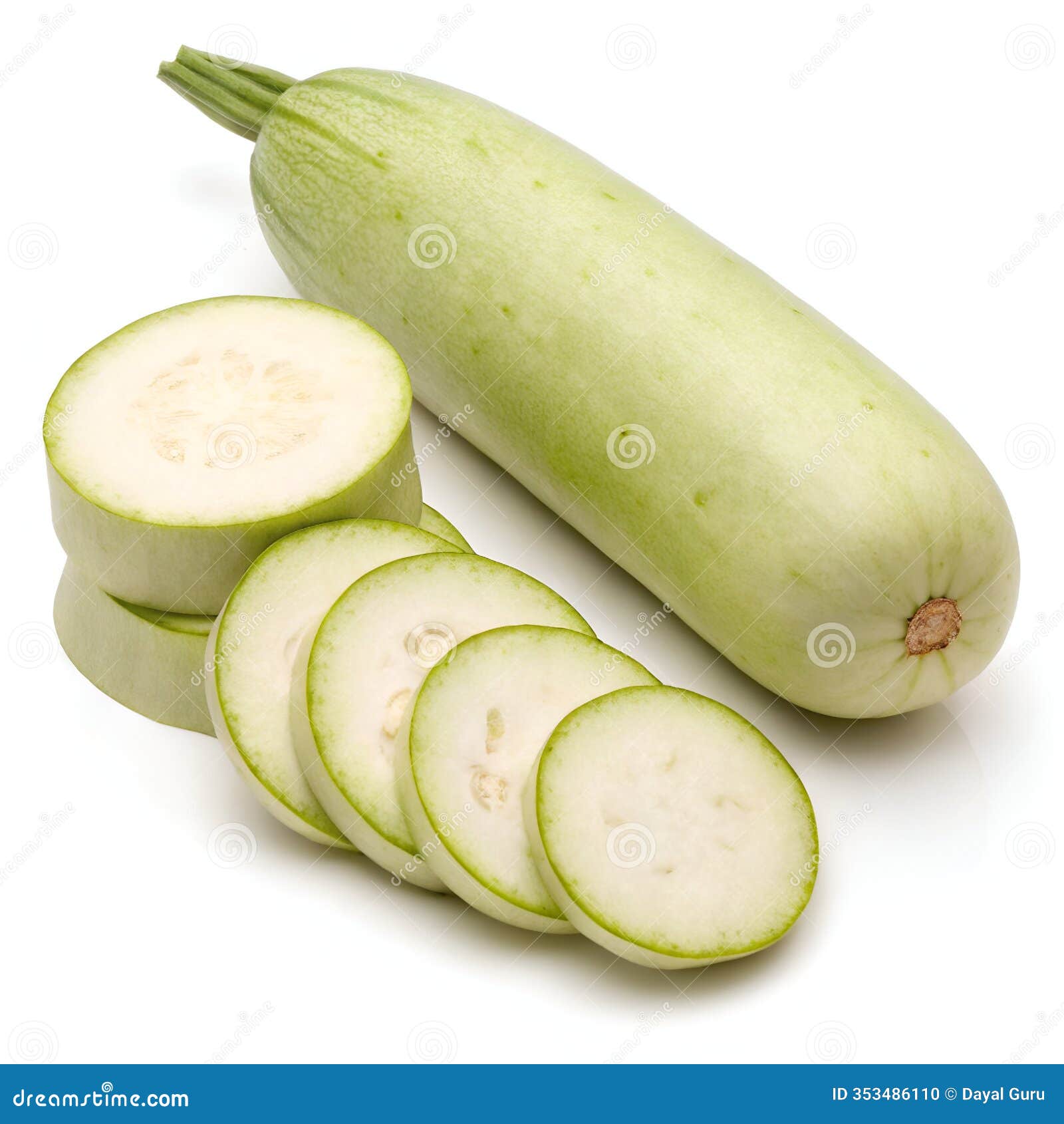Bottle Gourd with Slices Isolated on White Background Stock ...