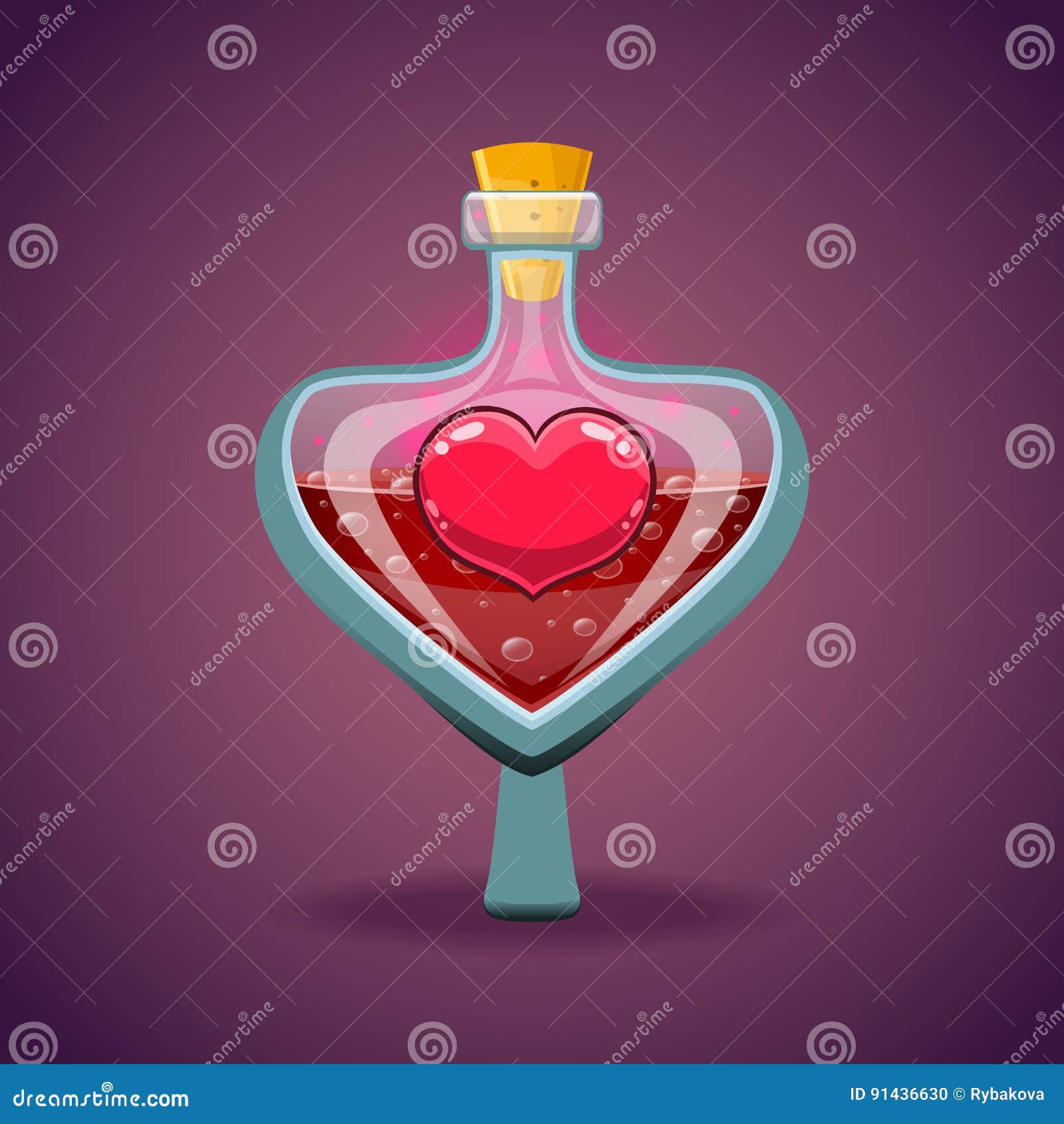 Bottle with Heart, Magic Elixir Stock Vector - Illustration of glass ...