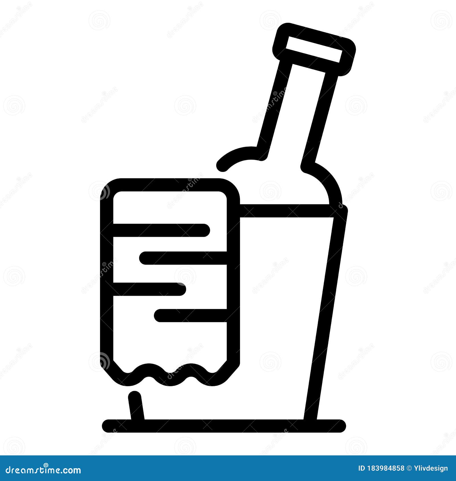 Bottle and Label Icon, Outline Style Stock Vector - Illustration of ...