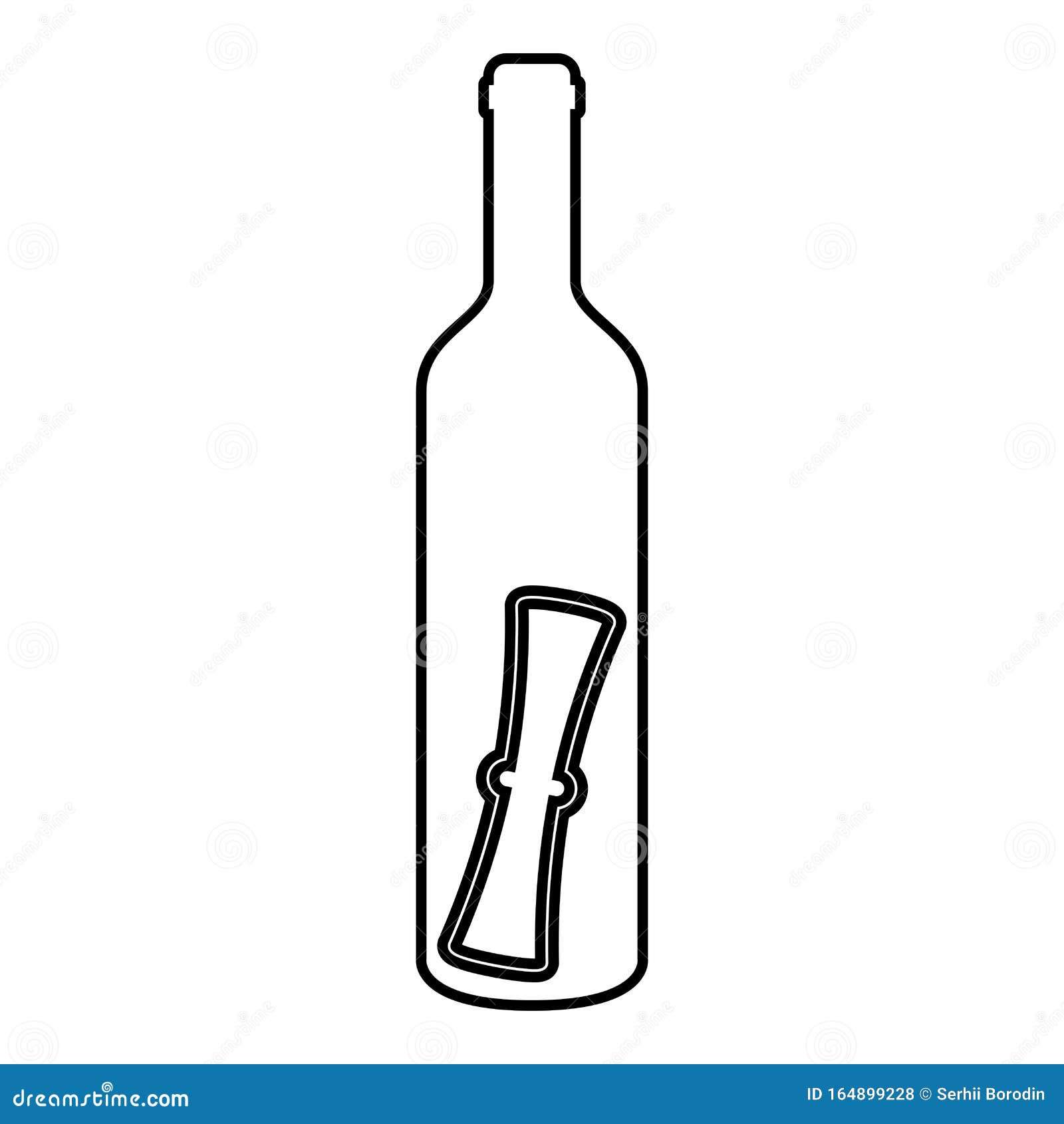 Bottle with Letter Message Concept Folded Scroll Document in Old ...