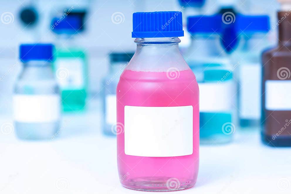 Bottle of Liquid in a Chemistry Laboratory Stock Image - Image of ...