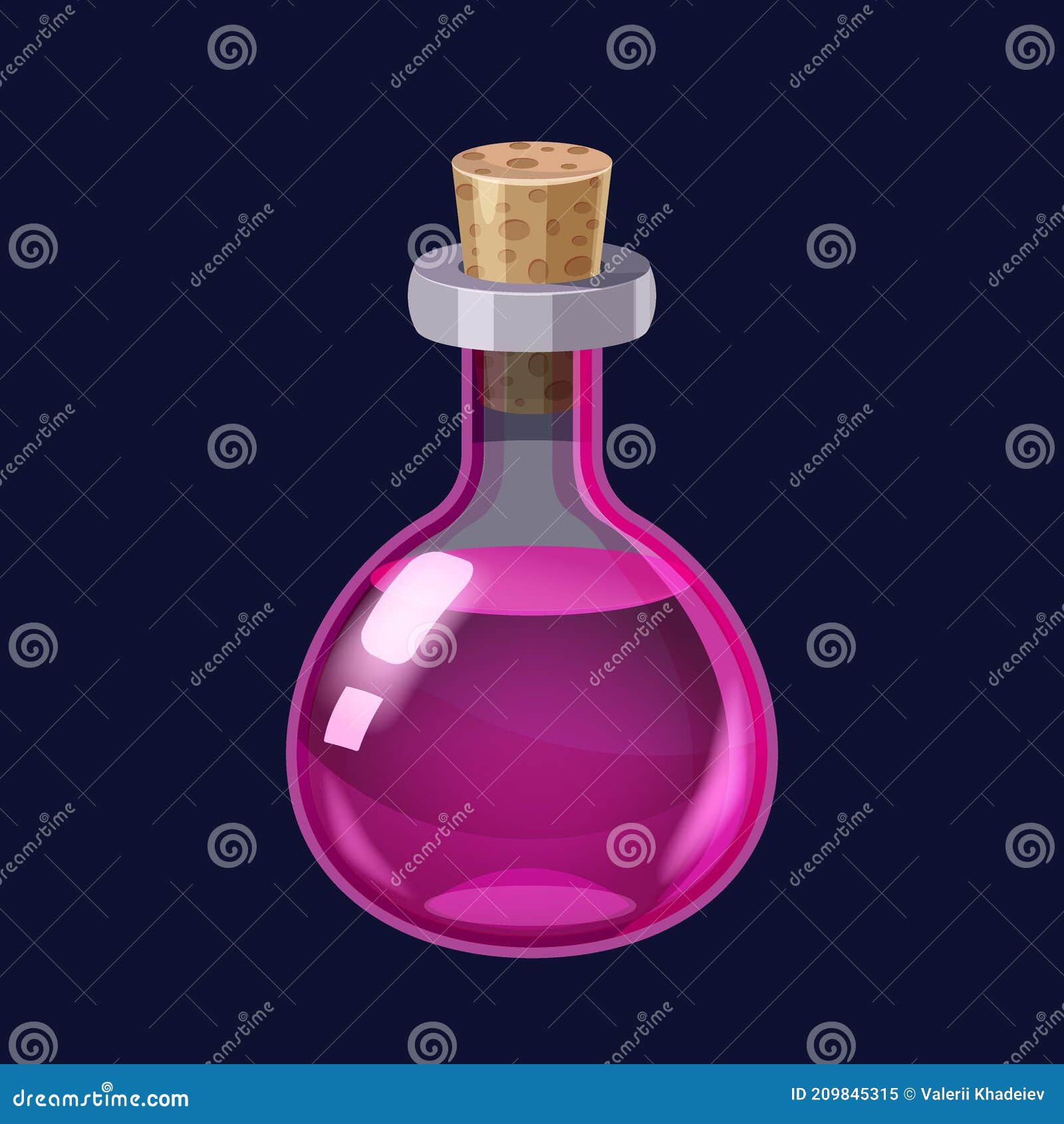 Bottle with Liquid Purple Potion Magic Elixir Game Icon GUI. Vector ...