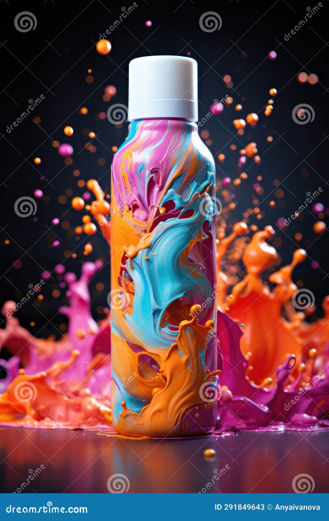 A Bottle of Liquid with a Splash of Paint on it. Stock Illustration ...