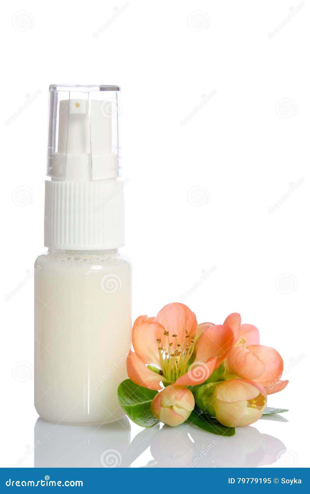 Bottle with Lotion and Flowers Stock Image - Image of container ...