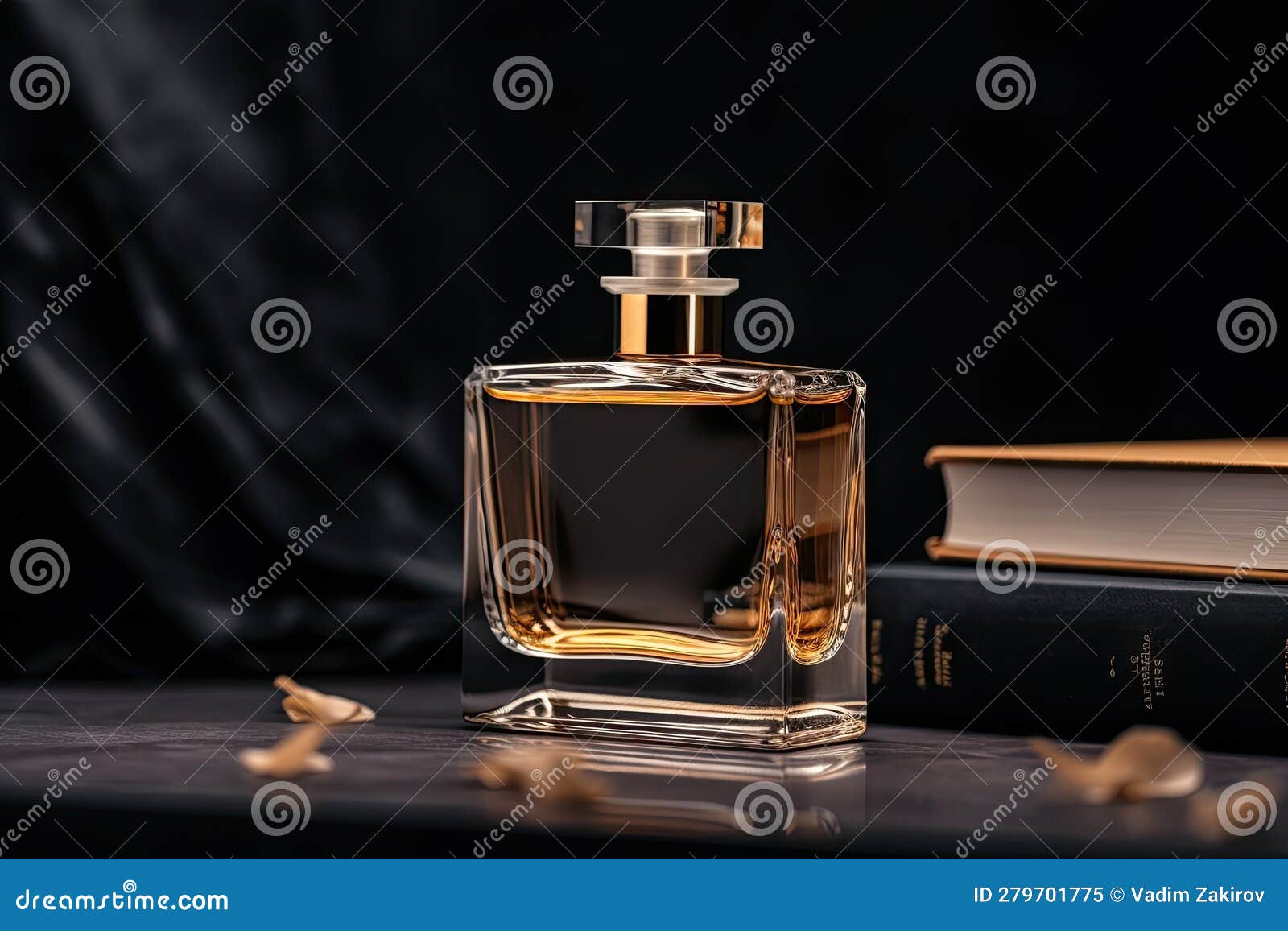 Bottle of Luxury Male Perfume on Black Background with Reflections ...