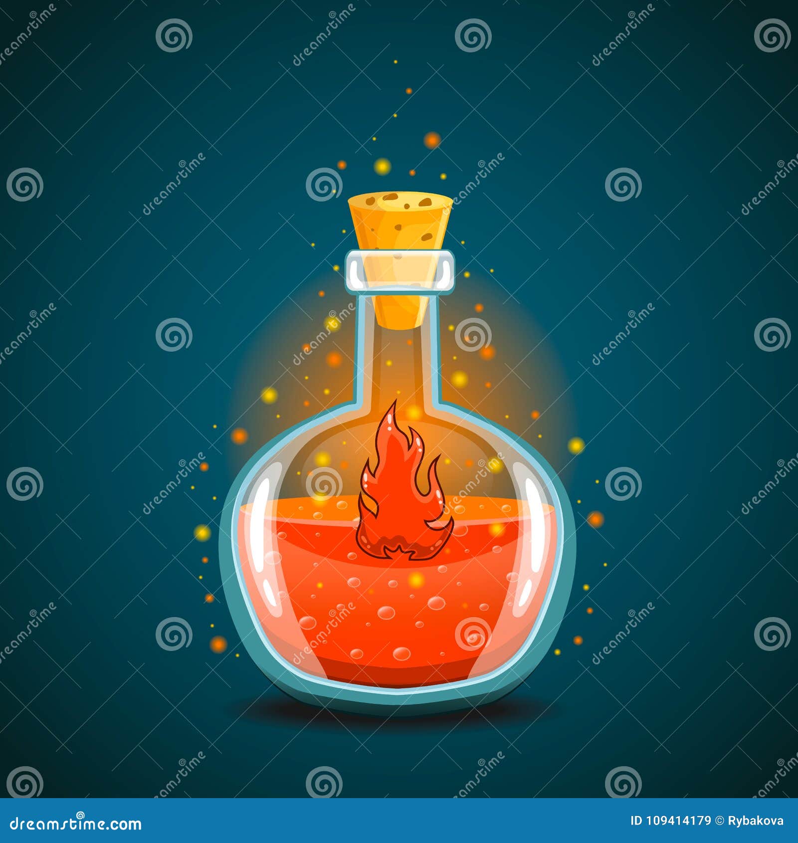 Bottle of Magic Elixir with Flame Stock Vector - Illustration of ...