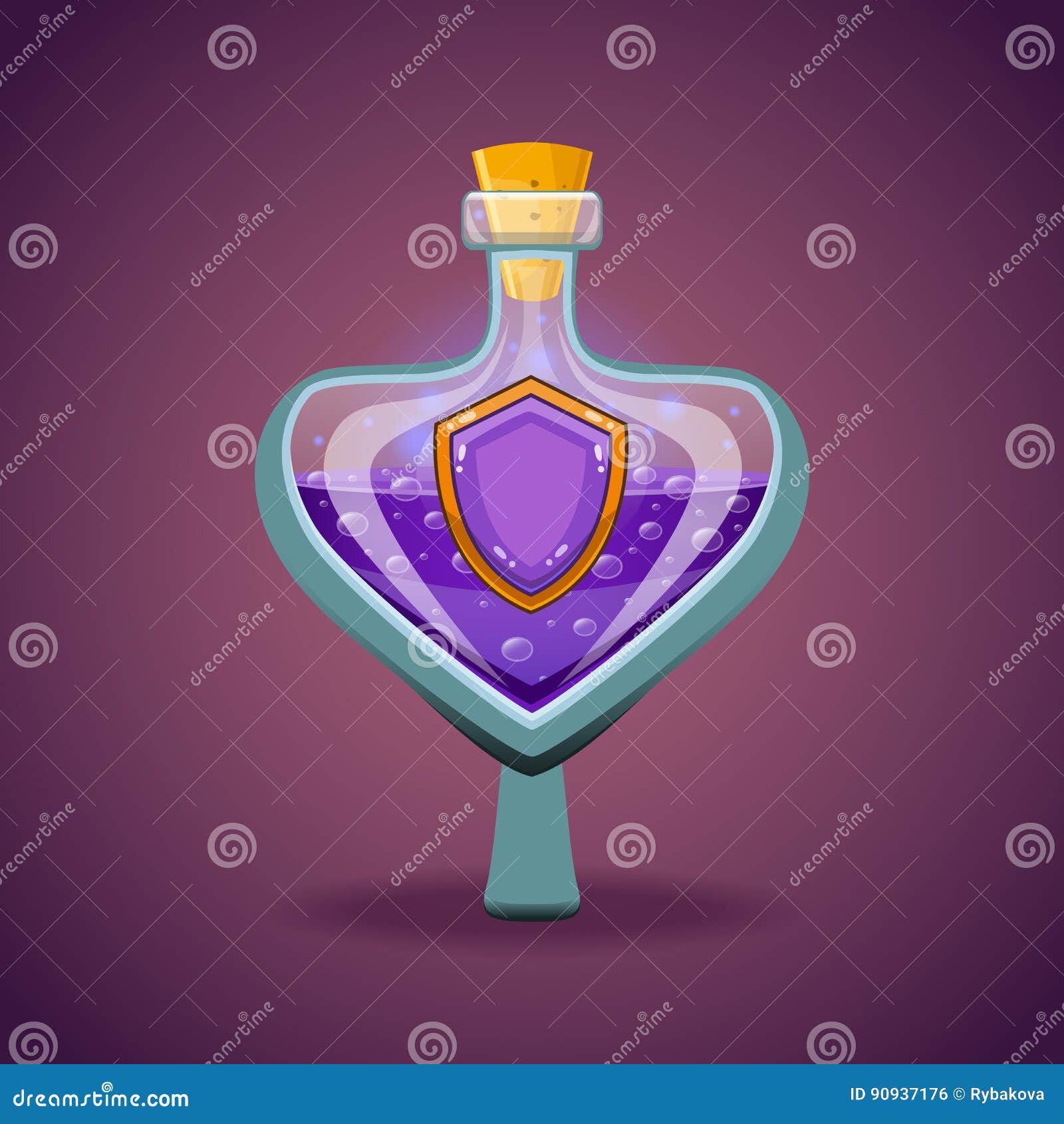 Bottle of Magic Elixir with Shield Stock Illustration - Illustration of ...