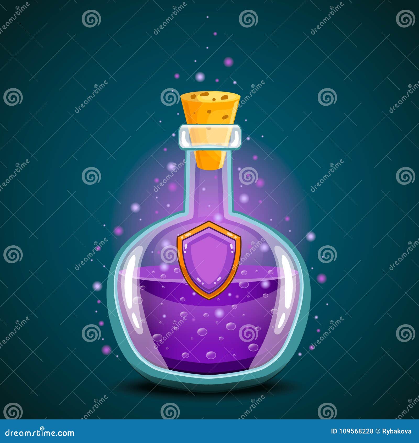 Bottle of Magic Elixir with Shield Stock Vector - Illustration of ...