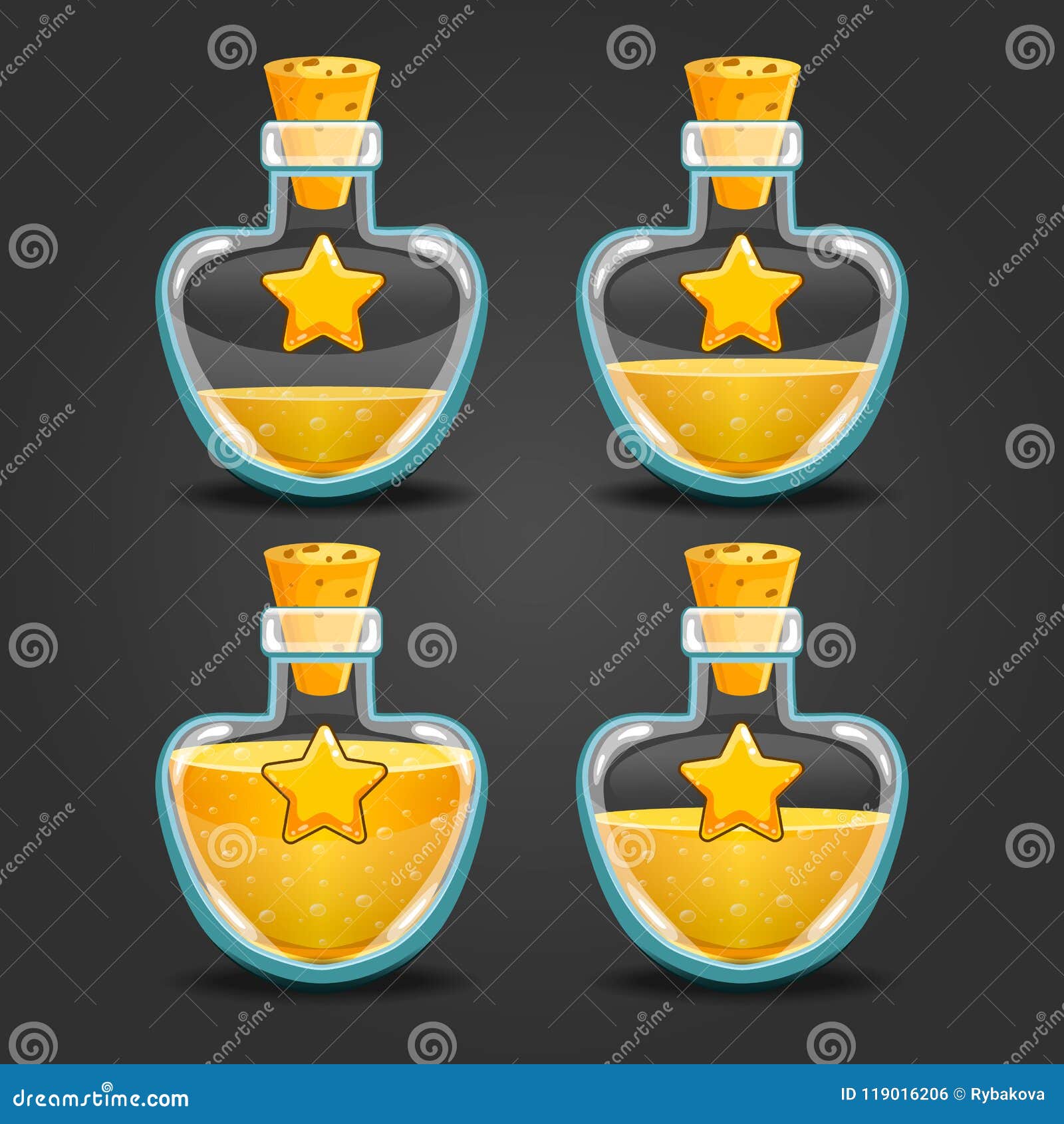 Bottle of Magic Elixir with Star Stock Vector - Illustration of icon ...