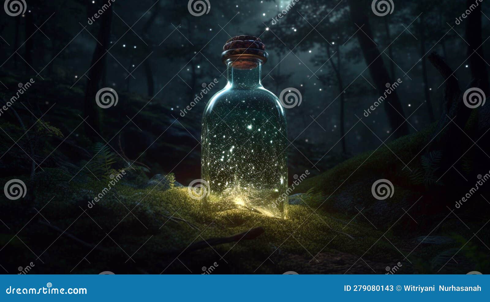 Bottle of Magic Potions in Magical Forest Stock Illustration ...