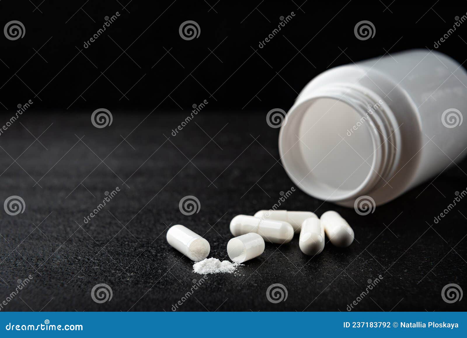 Bottle of Magnesium Vitamins on Black Background. Stock Photo - Image ...