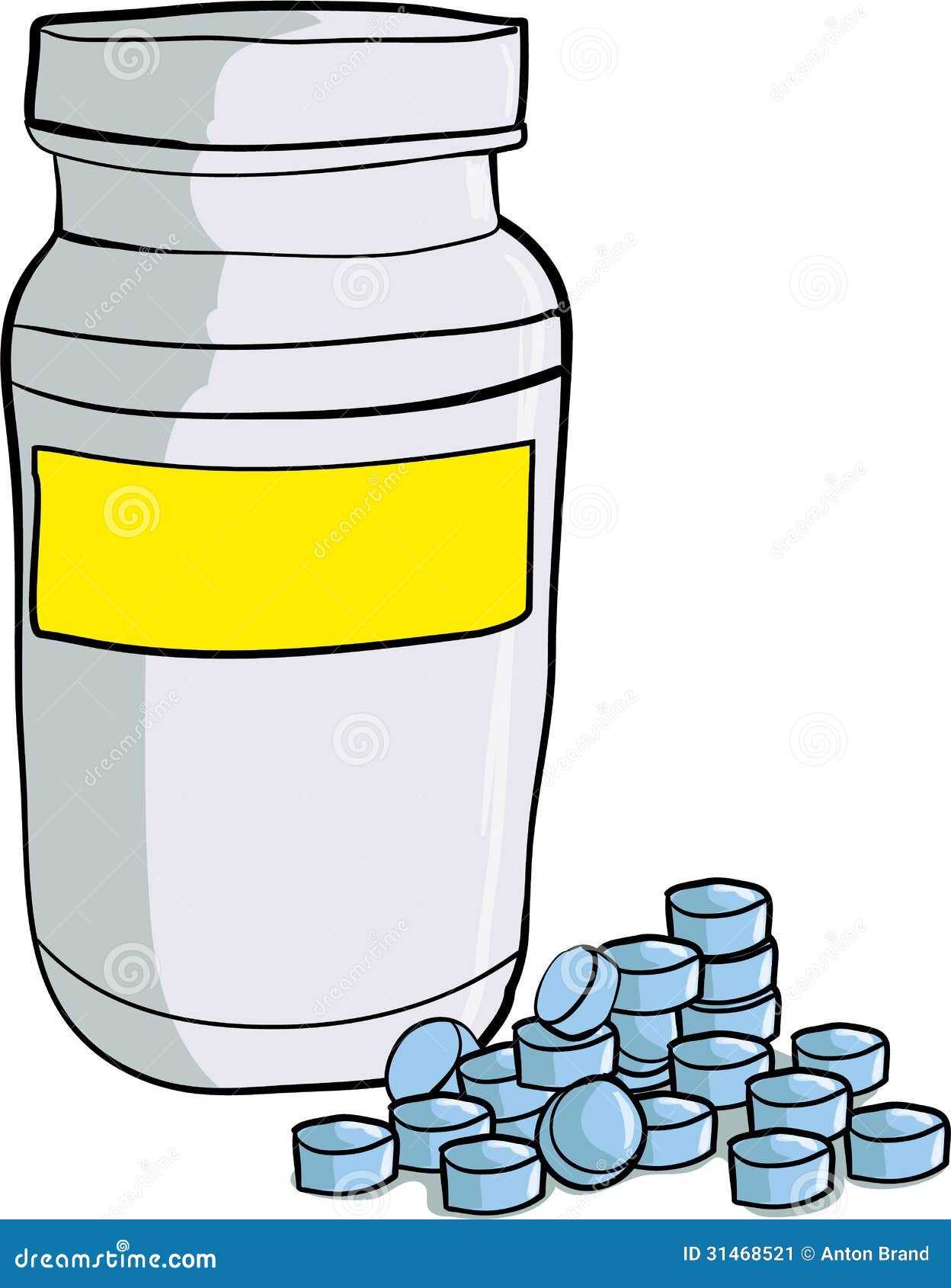 Bottle of medicinal pills stock vector. Illustration of medication ...