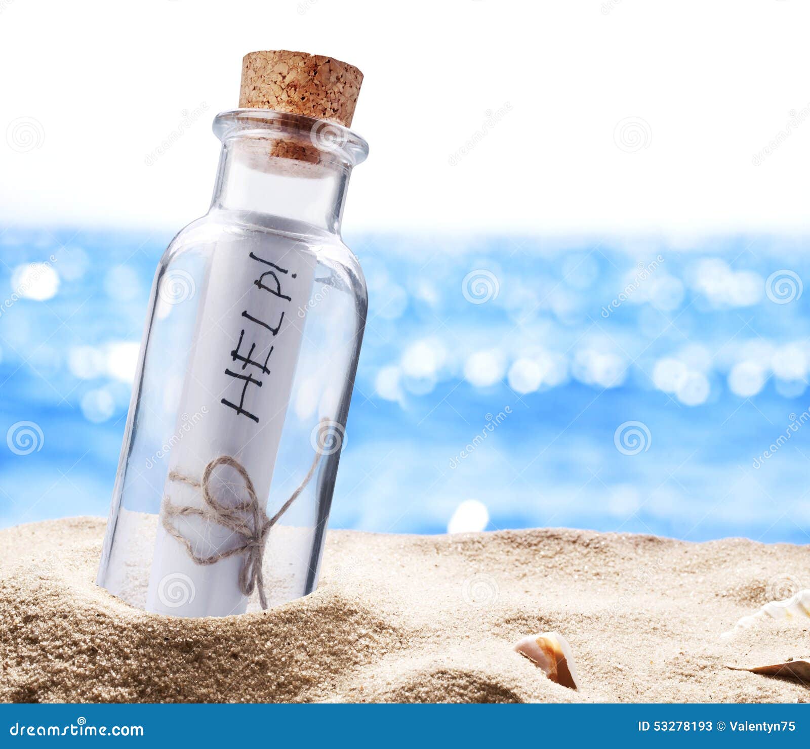 Bottle with a Message for Help. Stock Image - Image of bottle, sand ...