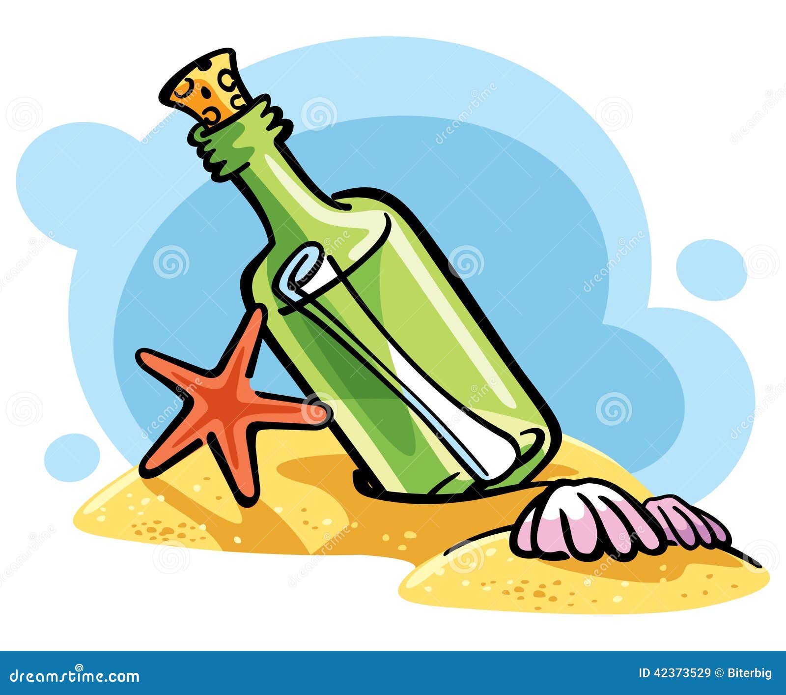 Bottle with a Message on the Sand Stock Vector - Illustration of summer ...
