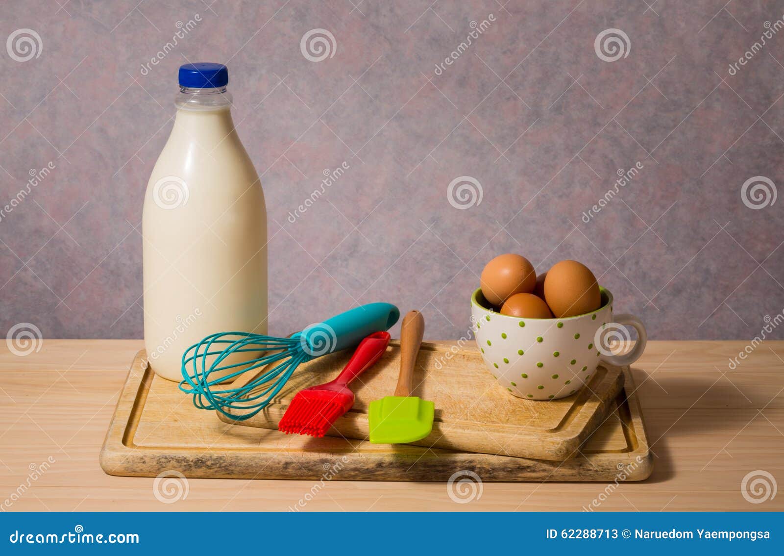 Bottle of Milk, Eggs and Kitchen Utensils Stock Image - Image of fine ...