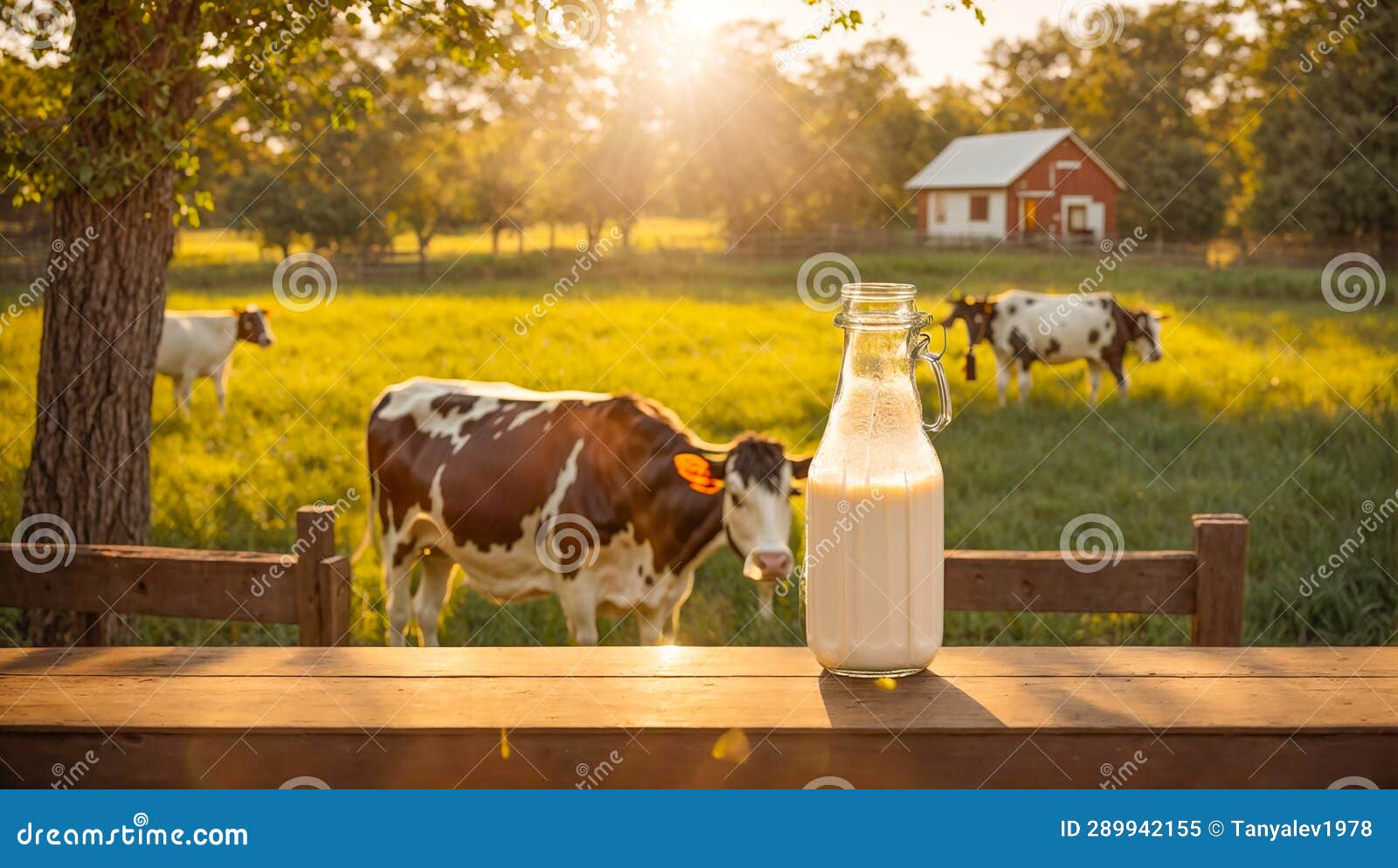 Bottle of Milk on Farm Background Stock Illustration - Illustration of ...