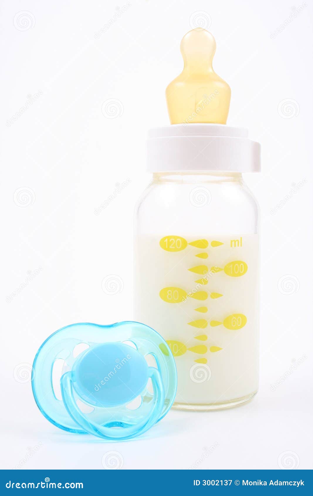 Bottle of Milk and Pacifier Stock Image - Image of pacifier, measure ...