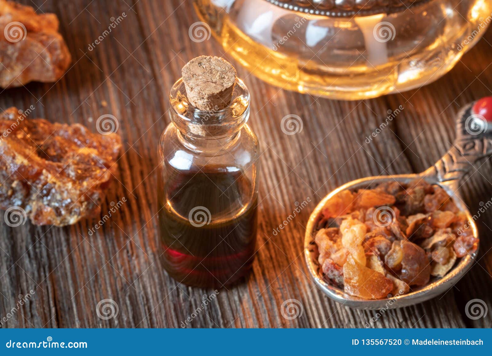 A Bottle of Myrrh Essential Oil with Myrrh Resin Stock Photo - Image of ...