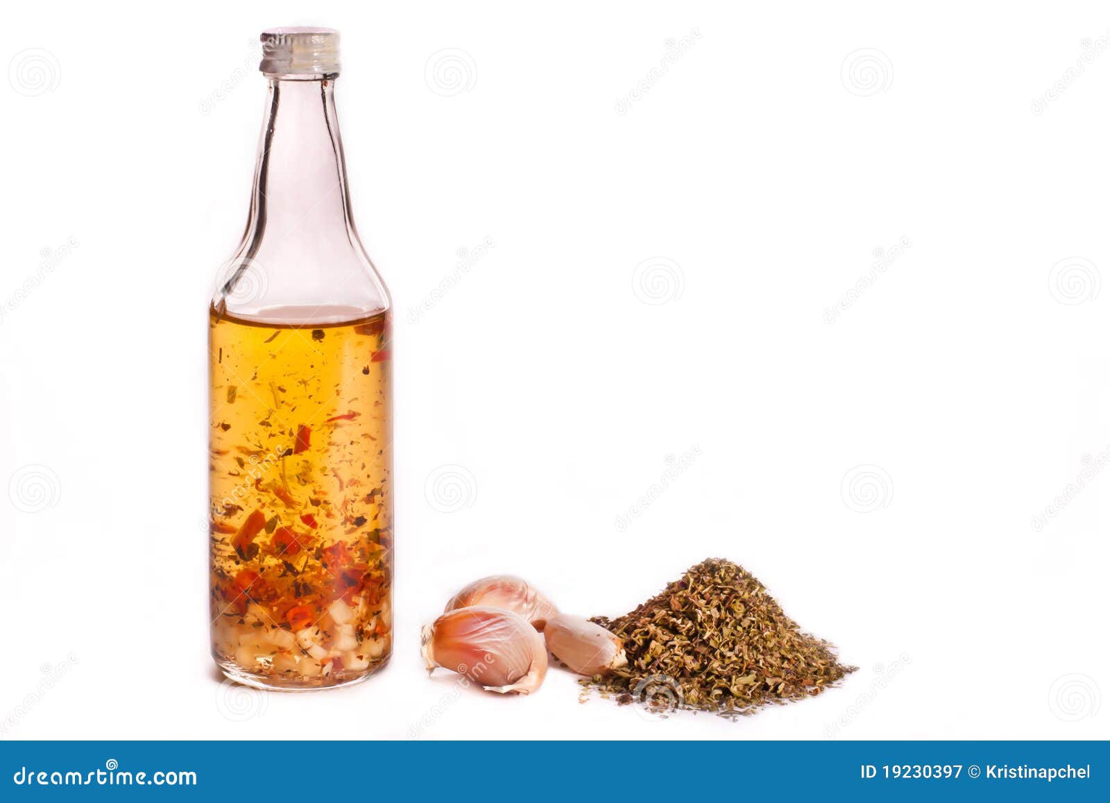 Bottle of Oil and Condiment Stock Image - Image of garlic, vegetarian ...