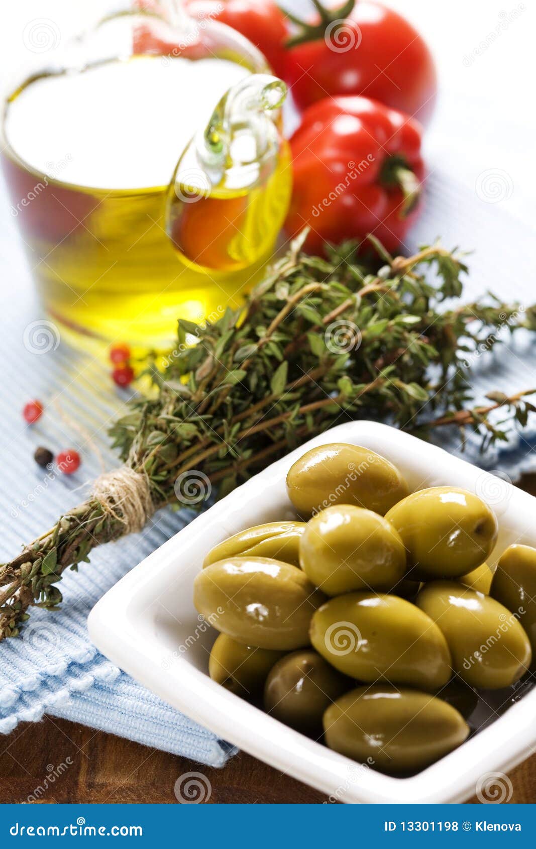 Bottle of Olive Oil and Condiments Stock Photo - Image of fresh, summer ...