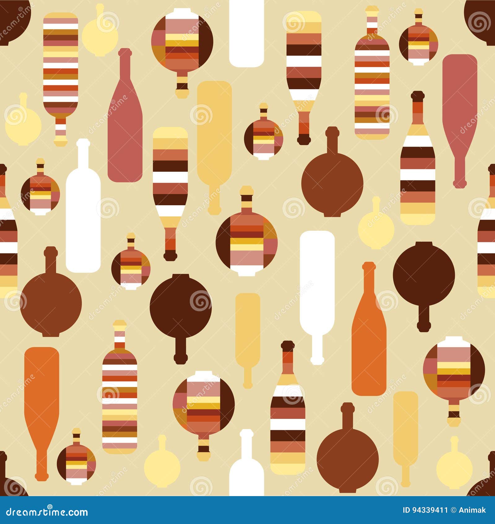 Bottle Pattern. Alcohol Drink Design Wallpaper Stock Vector ...