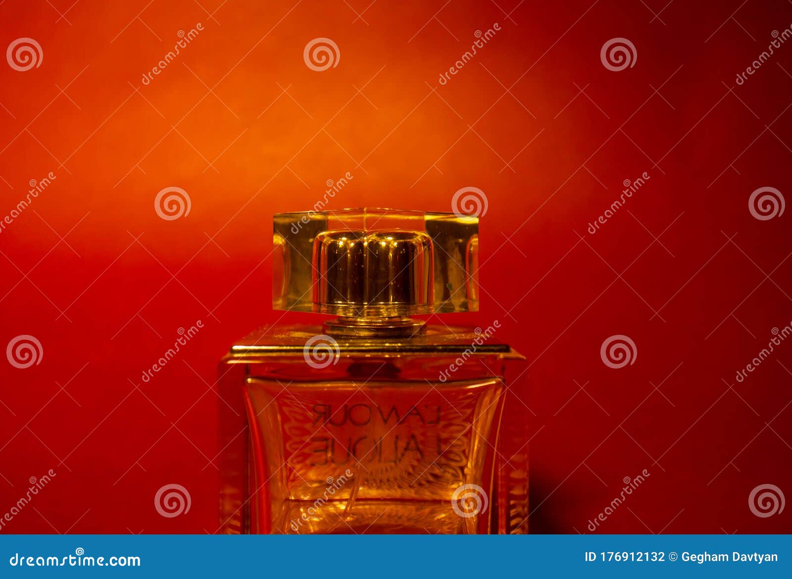Bottle of Perfume on Abstract Red Background Stock Photo - Image of ...
