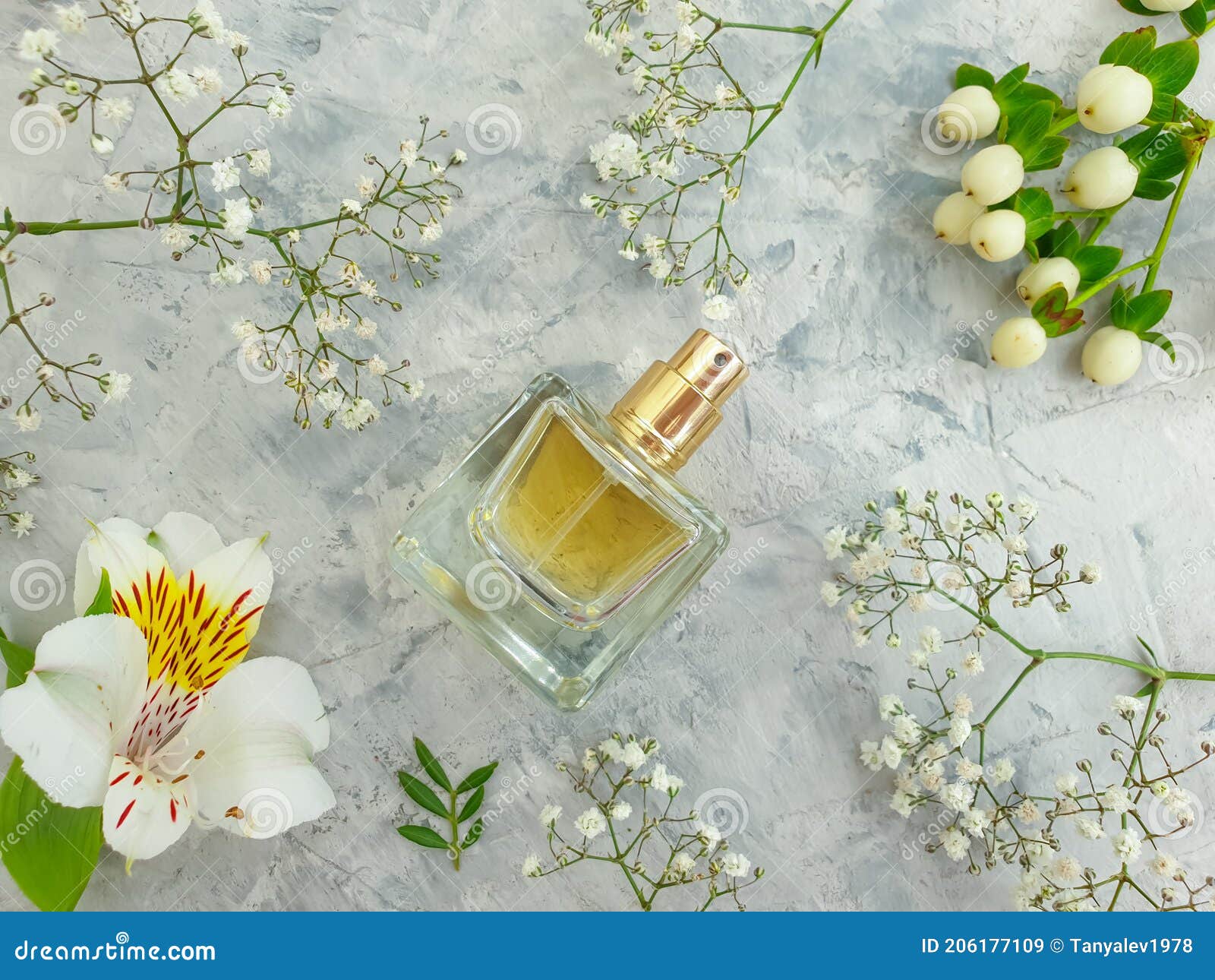Bottle Perfume Spray Flower a Background Elegant Stock Image - Image of ...