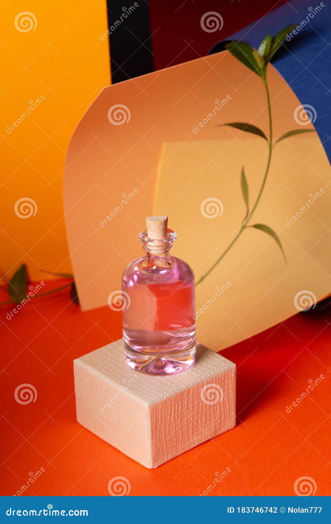 Bottle with Perfume on a Geometric Background Stock Photo - Image of ...