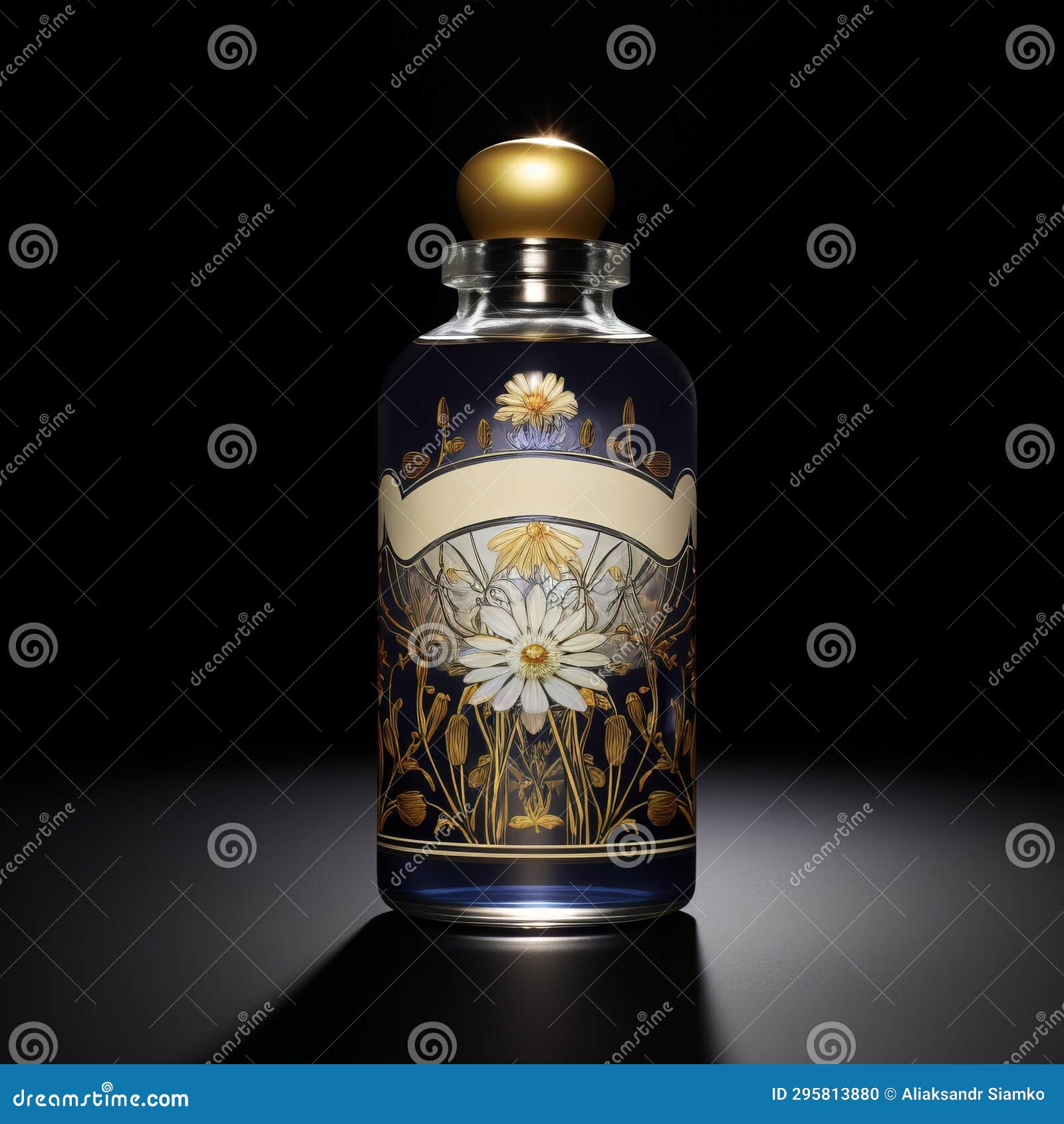 A Bottle of Perfume with a Gold Cap Stock Illustration - Illustration ...