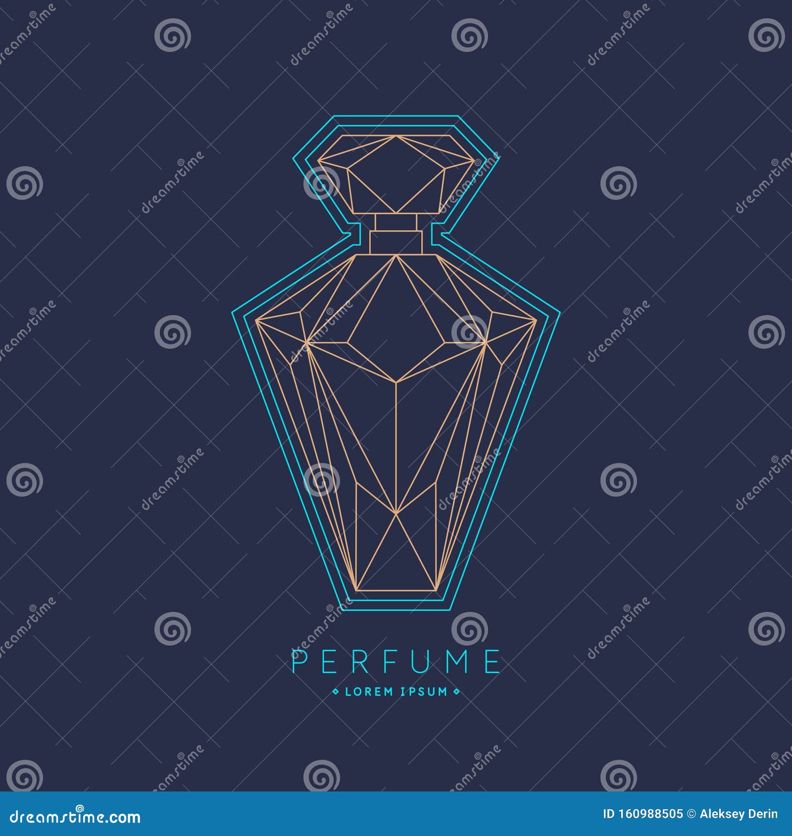 Bottle of Perfume. Linear Image Perfume To Monogram. Stock Vector ...