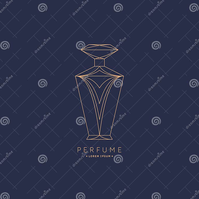 Bottle of Perfume. Linear Image Perfume To Monogram. Stock Vector ...