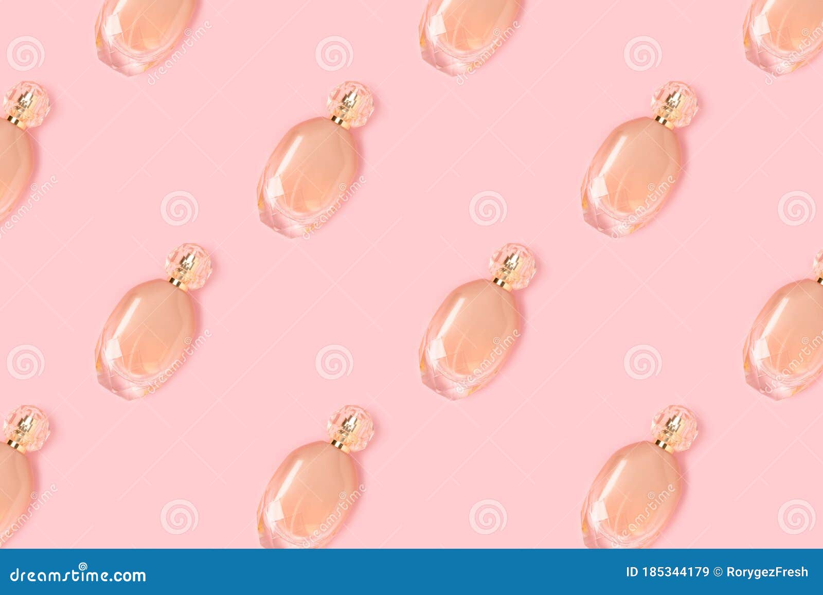 Bottle of Perfume Pattern on a Pink Pastel Background Stock Image ...