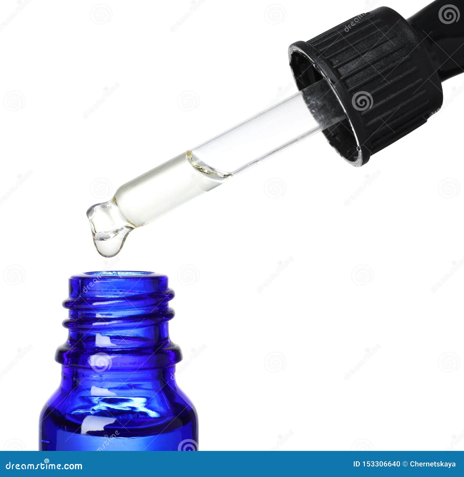Bottle and Pipette with Essential Oil on White Background Stock Photo ...