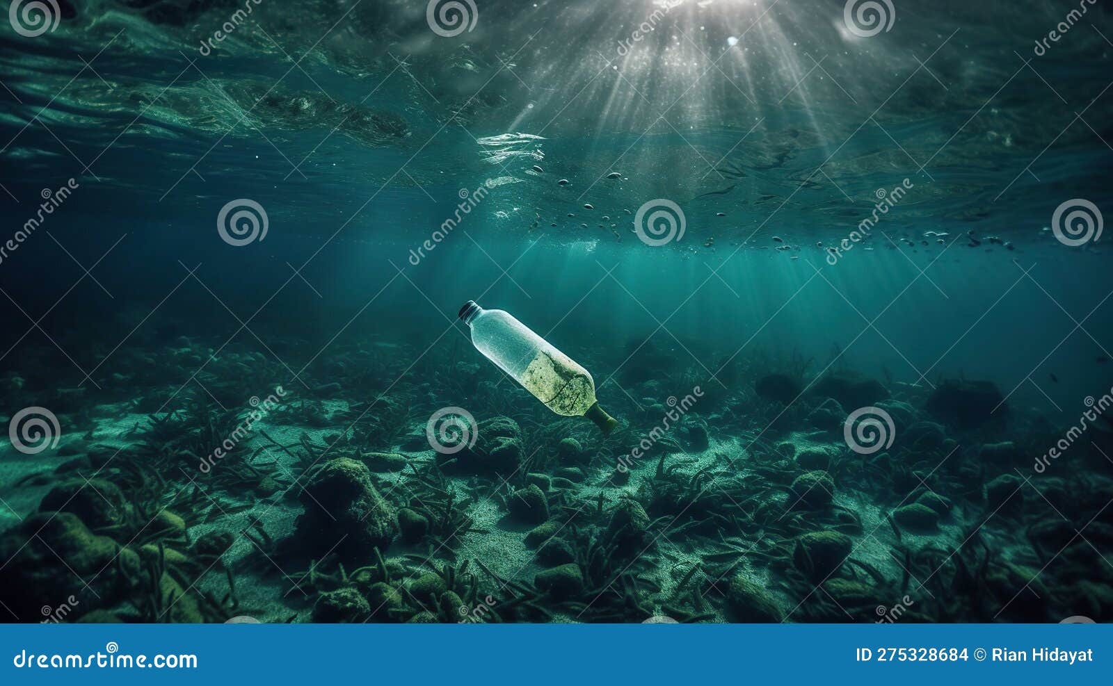 Bottle Plastic Pollution in Ocean - Underwater Shine with Garbage ...