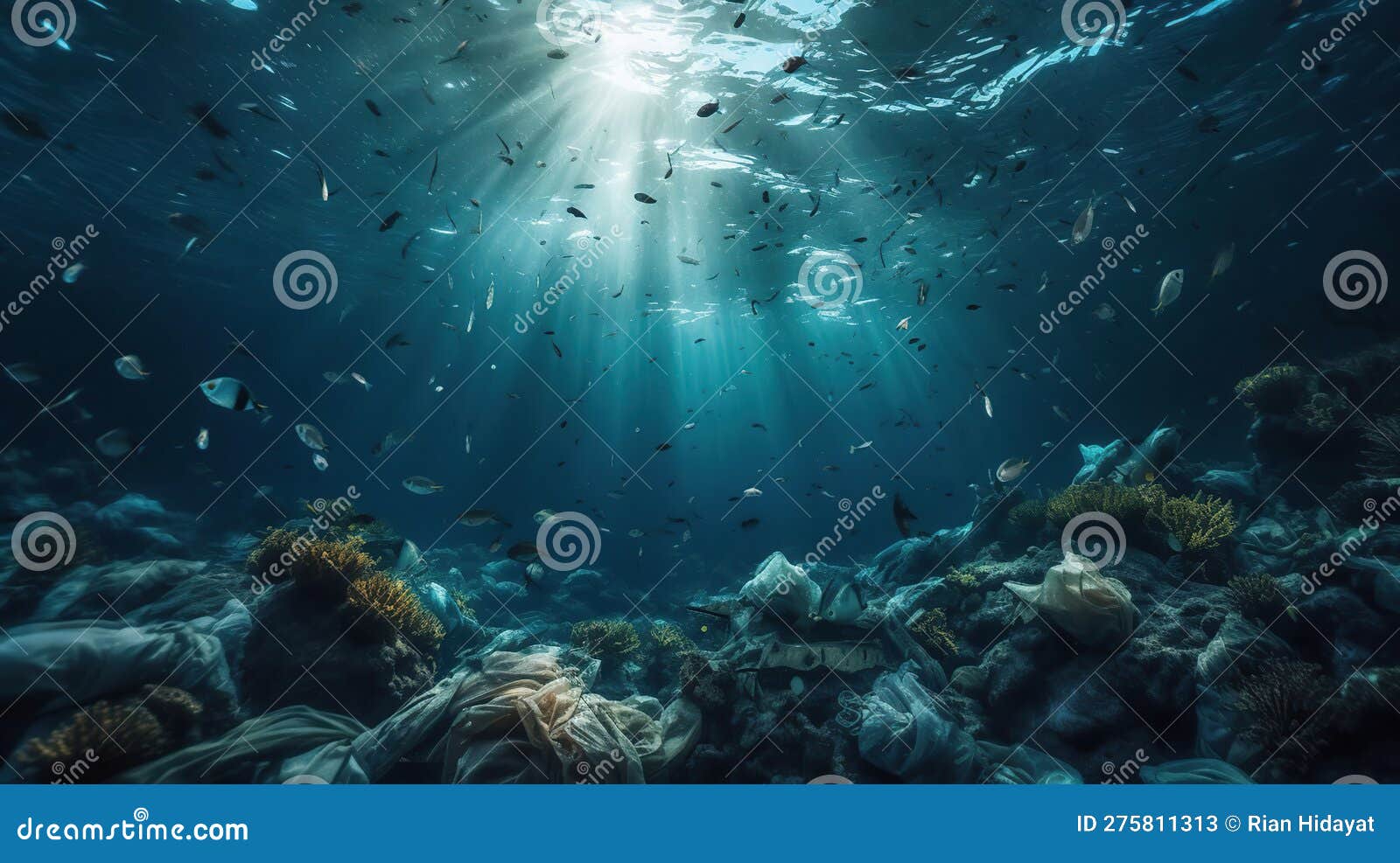 Bottle Plastic Pollution in Ocean - Underwater Shine with Garbage ...