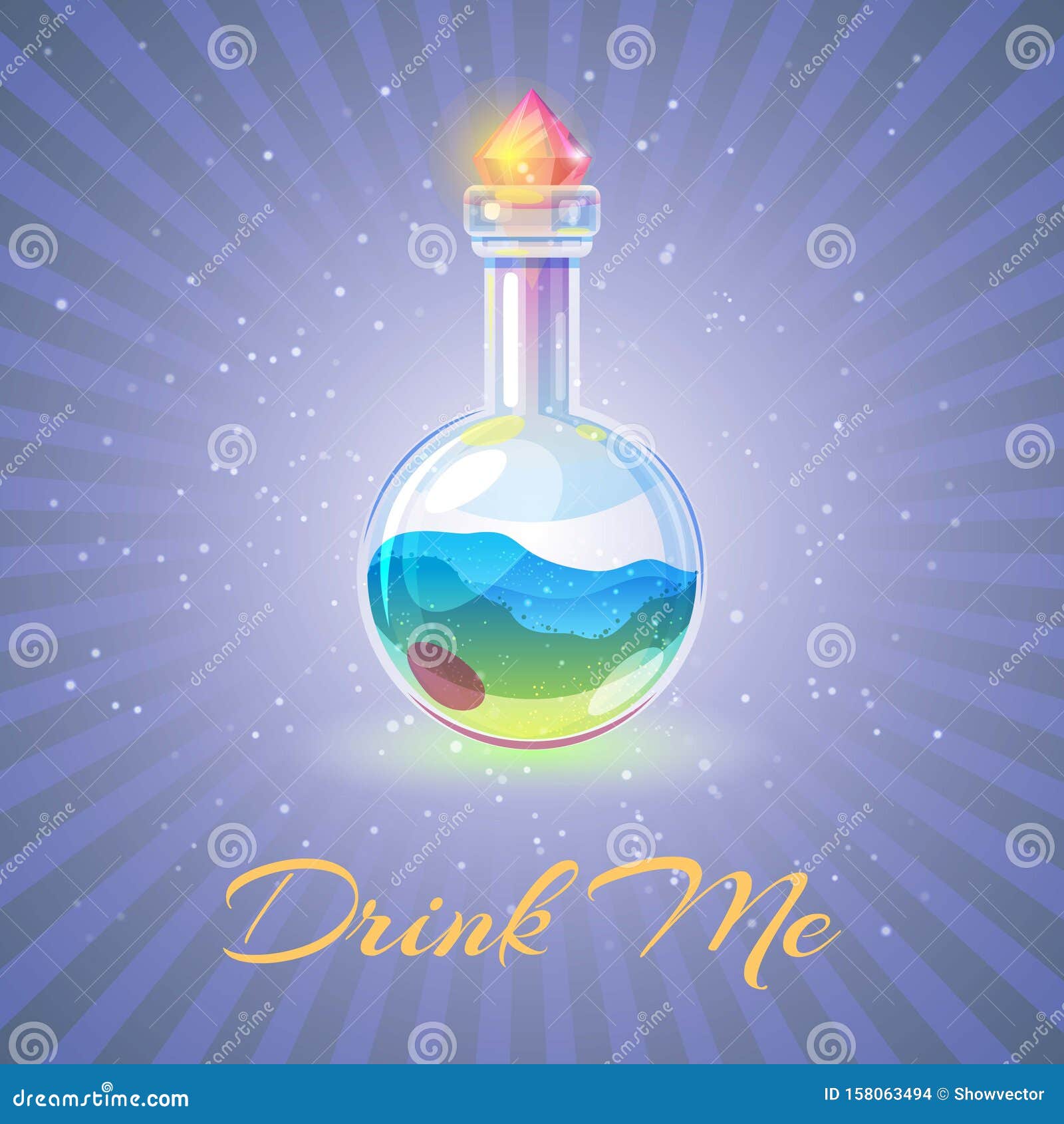 Health Magic Mana Potion, Elixir Bottle. Flat Vector Icon Illustration ...